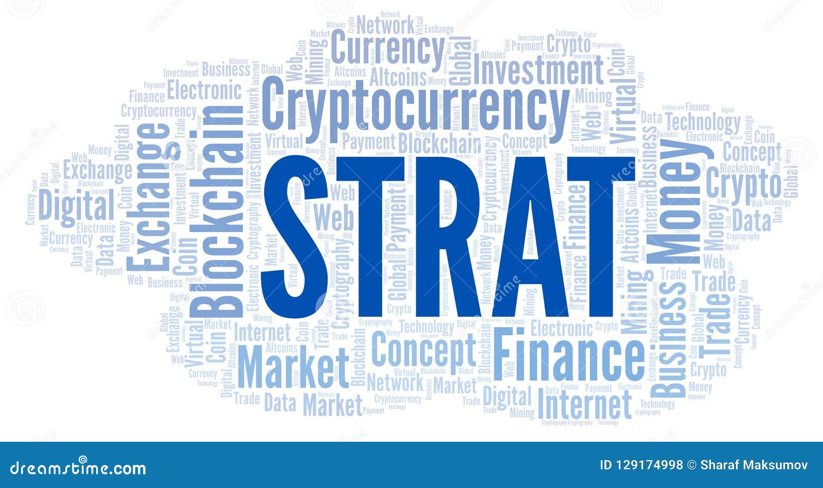 Strat or Stratis Cryptocurrency Coin Word Cloud. Stock Illustration ...