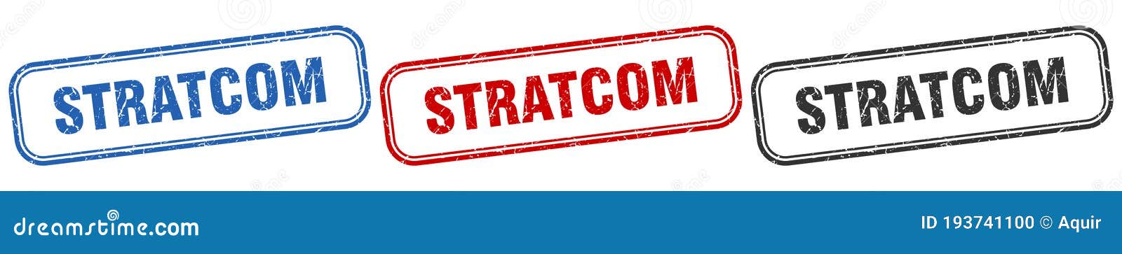Stratcom Square Isolated Sign Set. Stratcom Stamp Stock Vector ...