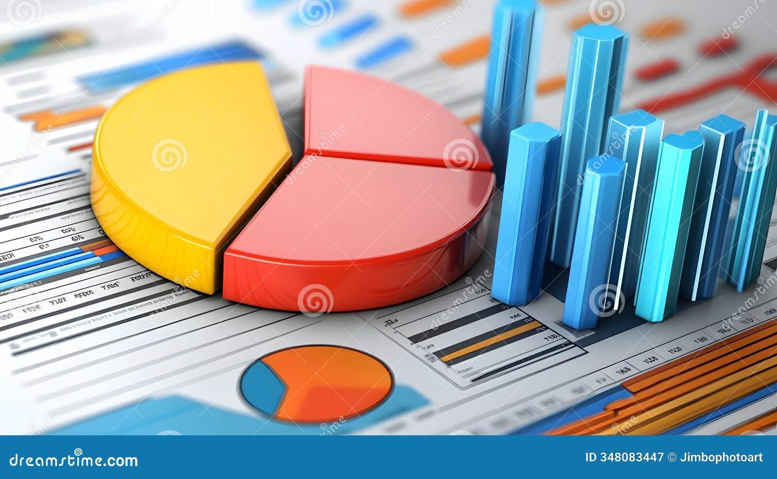 Strategic Business Plan with Pie Chart and Bar Graph Stock Illustration ...