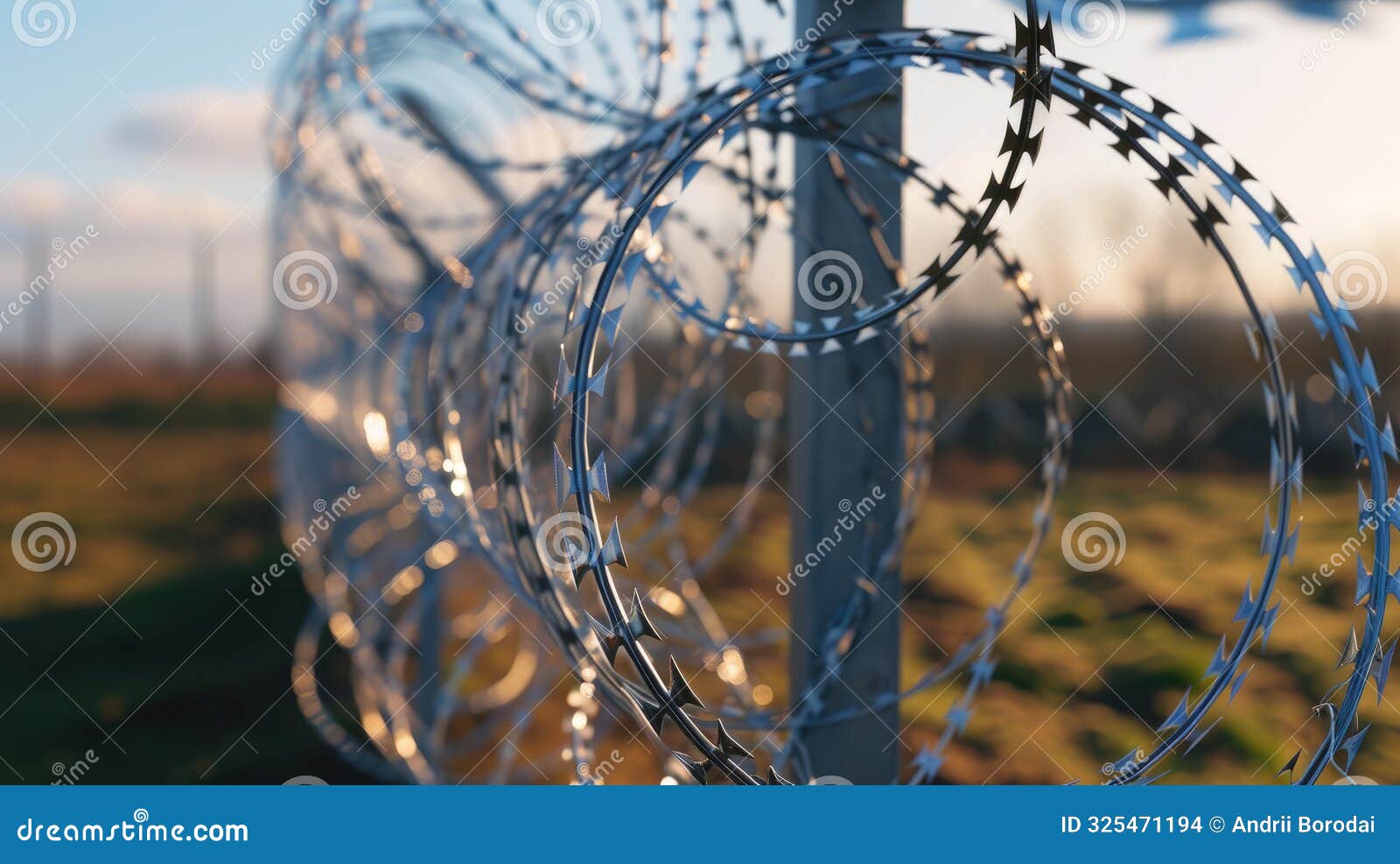 Strategic Defense Line: Barbed Wire at Army Base. Stock Illustration ...