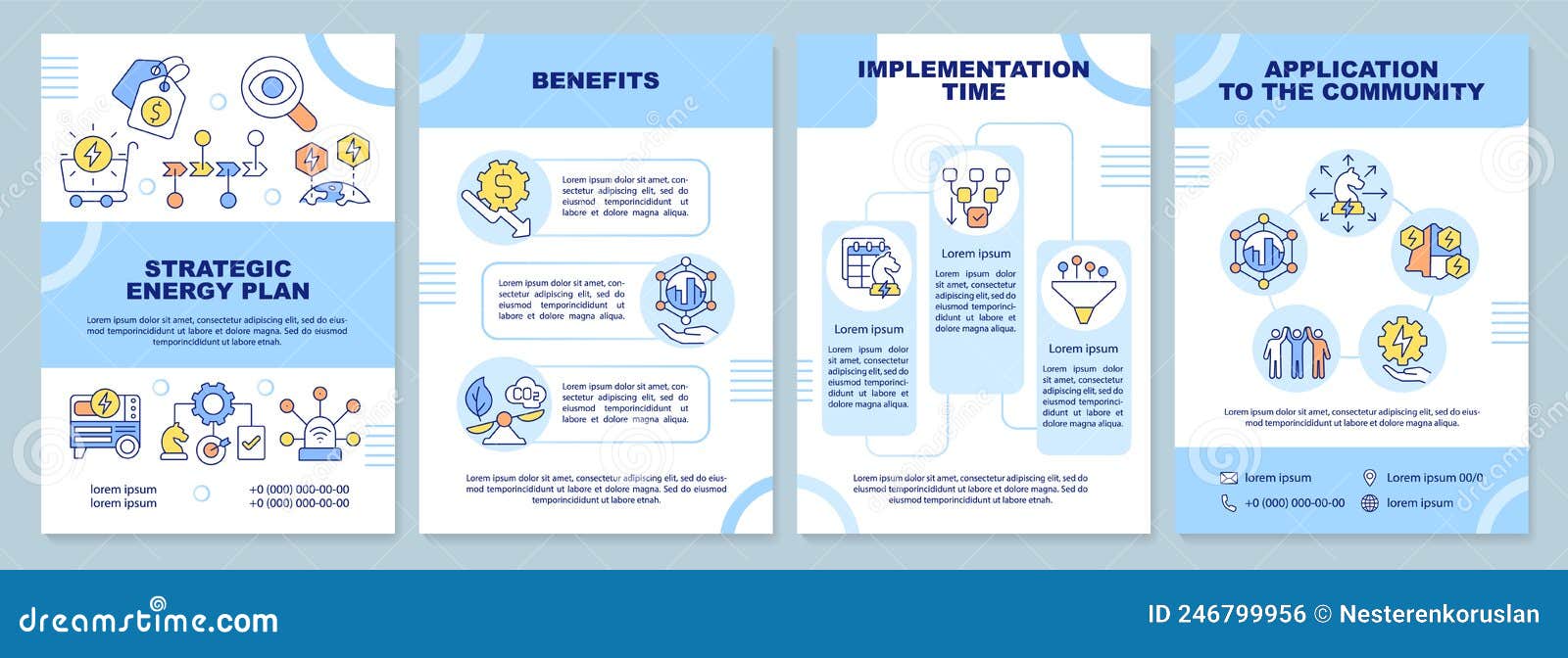 Strategic Energy Plan Blue Brochure Template Stock Photo - Image of ...