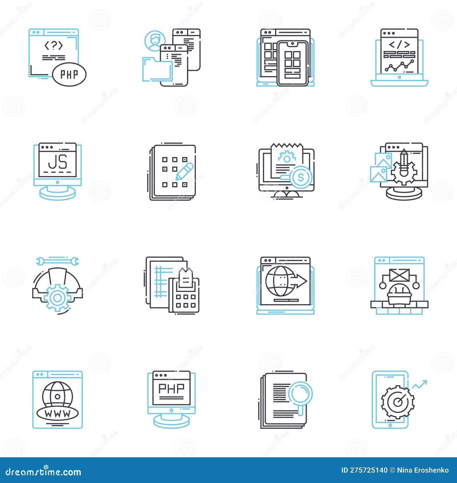 Strategic Management Linear Icons Set. Planning, Leadership ...