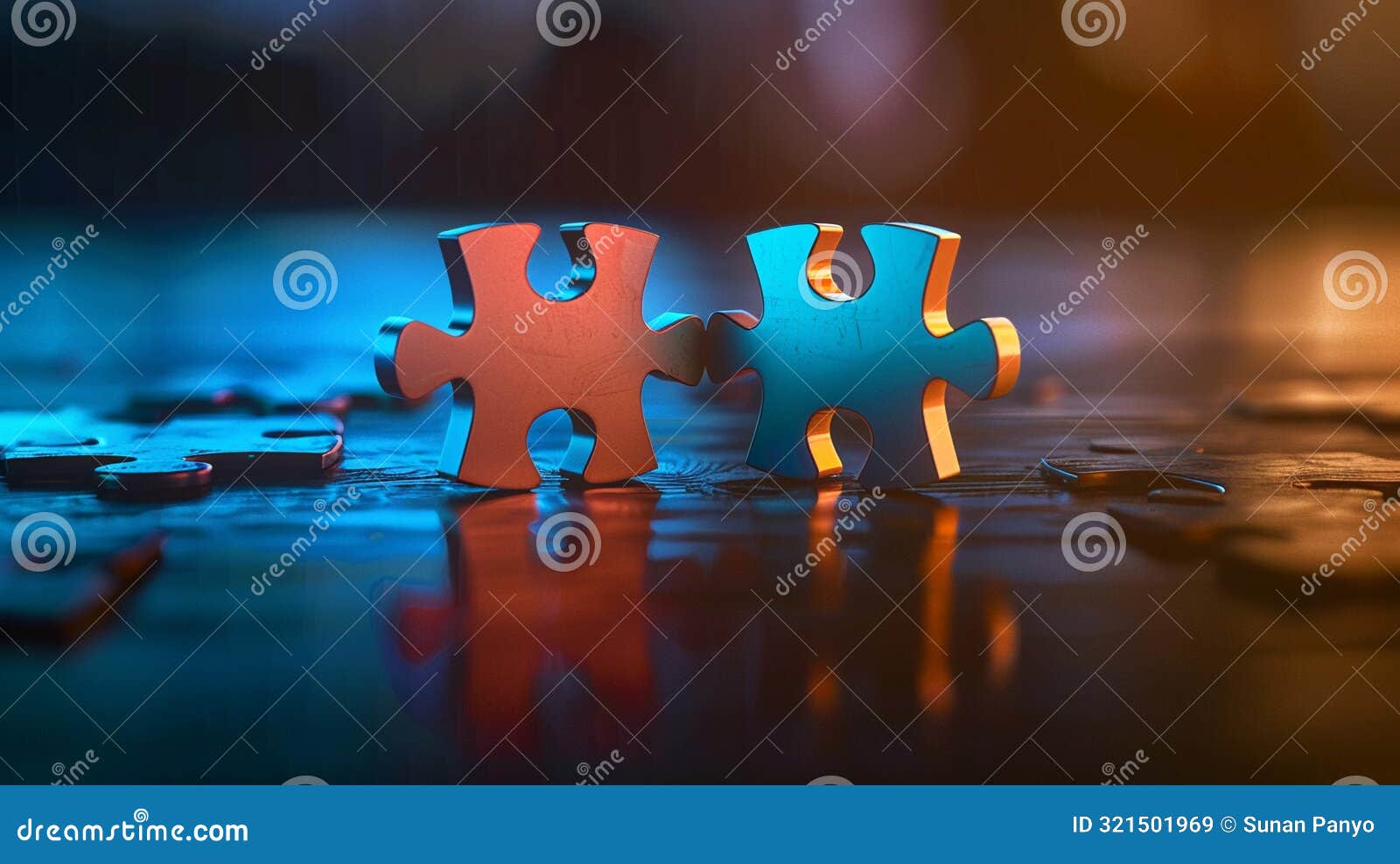 Strategic Partnership Visual, Puzzle Connection, Vivid Colors, Midday ...