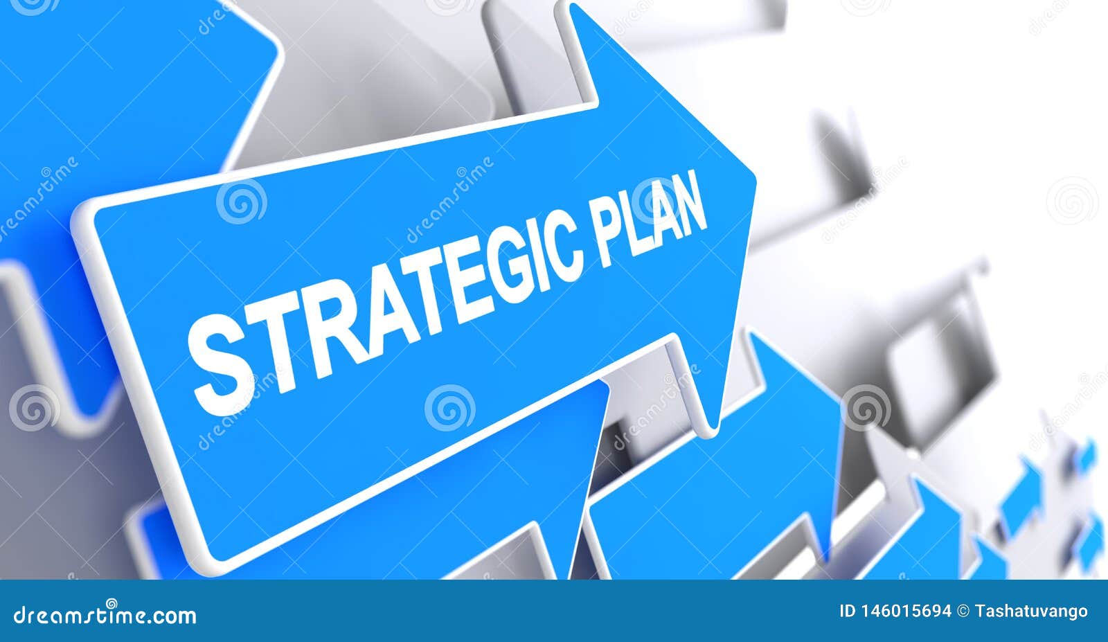 Strategic Plan - Message on the Blue Pointer. 3D. Stock Illustration ...