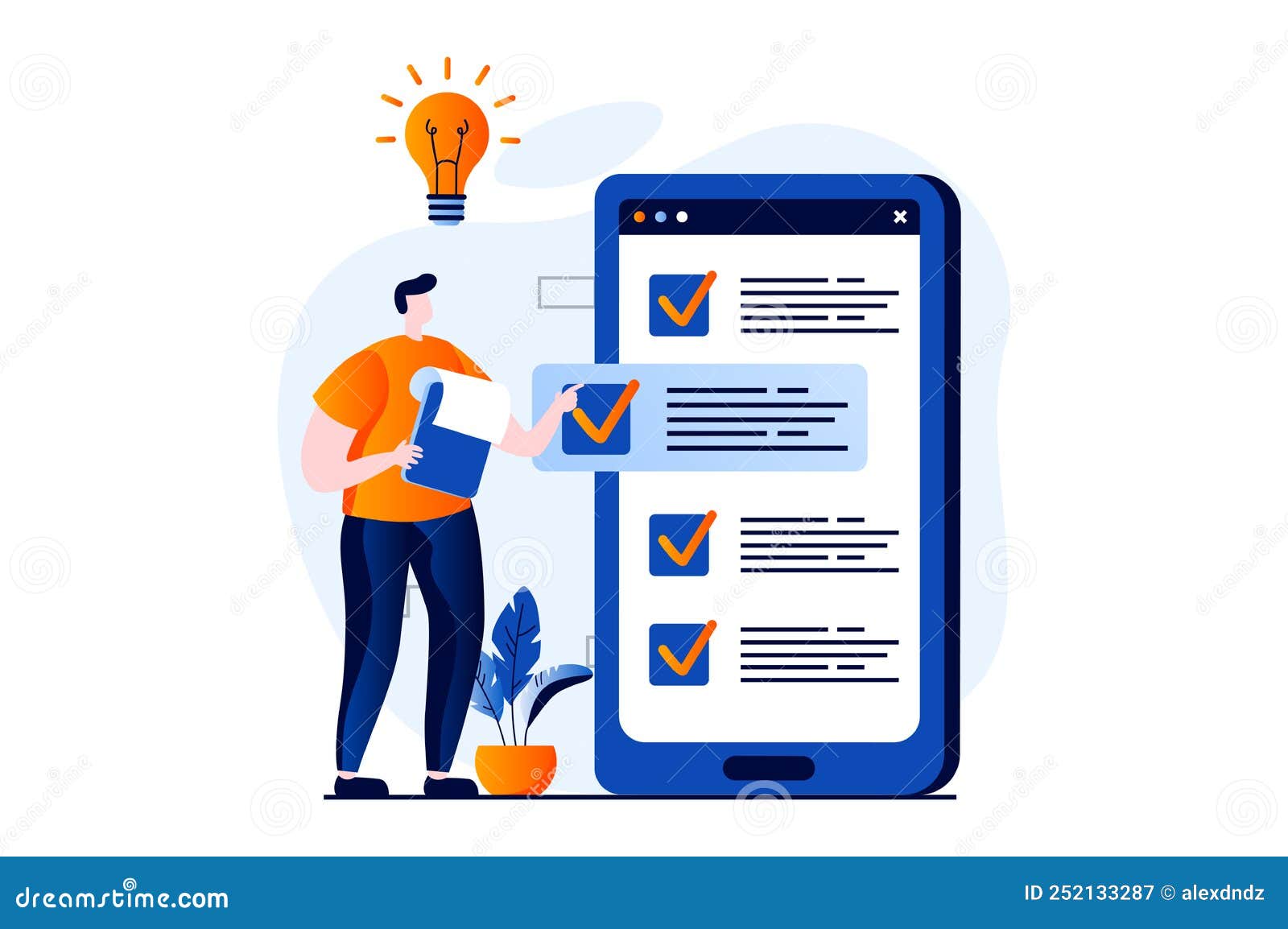 Strategic Planning Concept with People Scene in Flat Cartoon Design ...