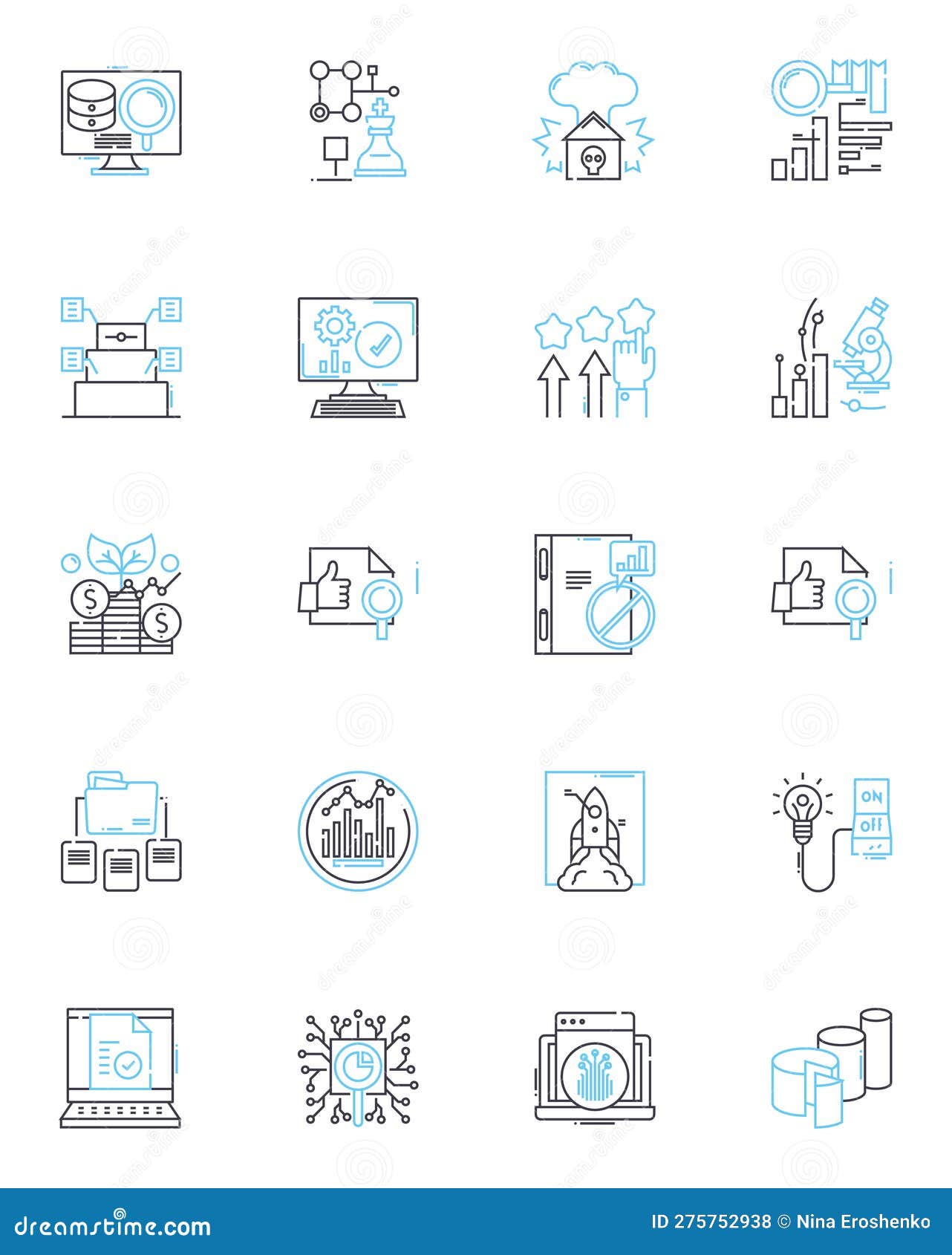 Strategic Planning Linear Icons Set. Innovation, Vision, Objectives ...