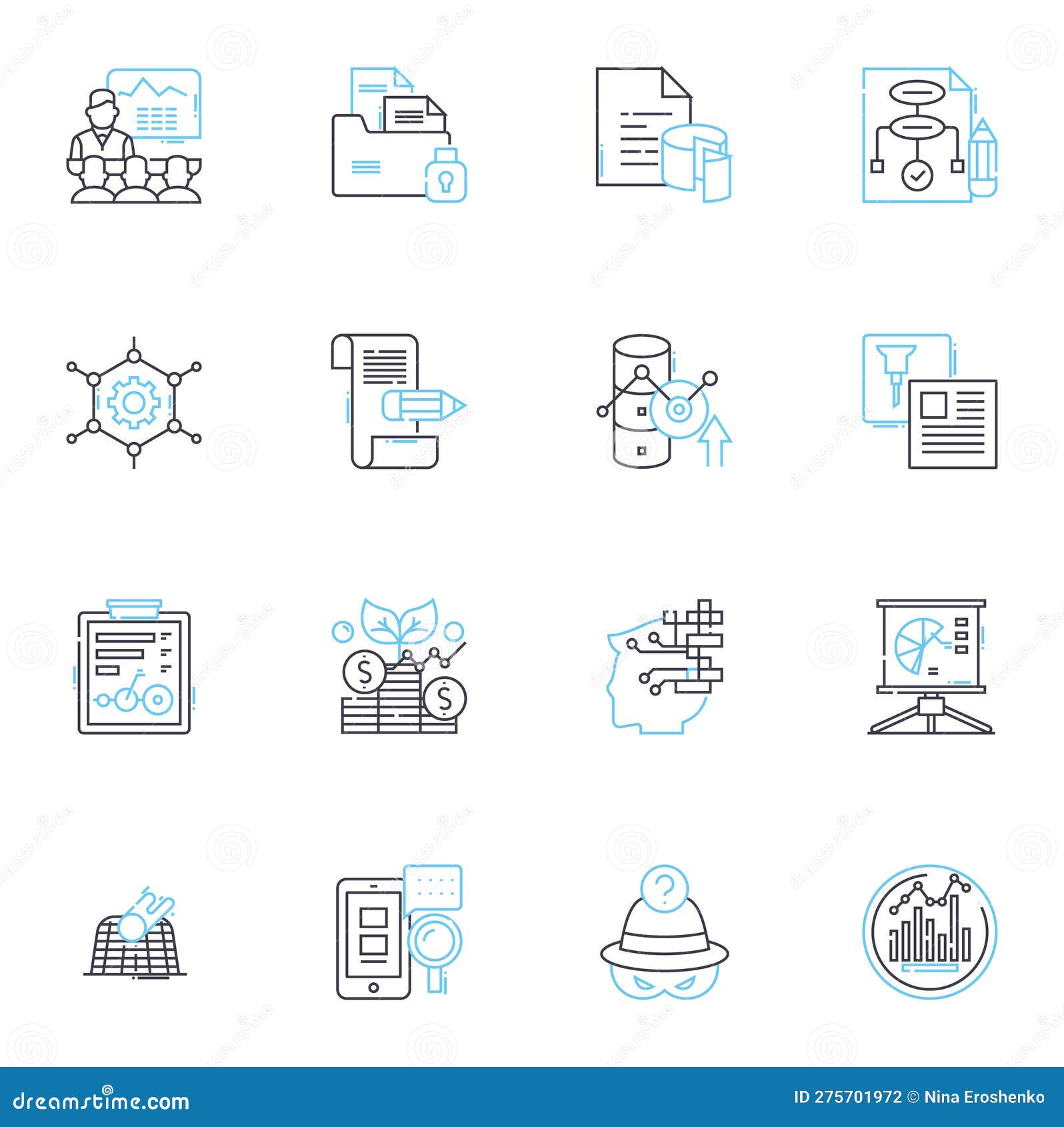 Strategic Planning Linear Icons Set. Innovation, Vision, Objectives ...