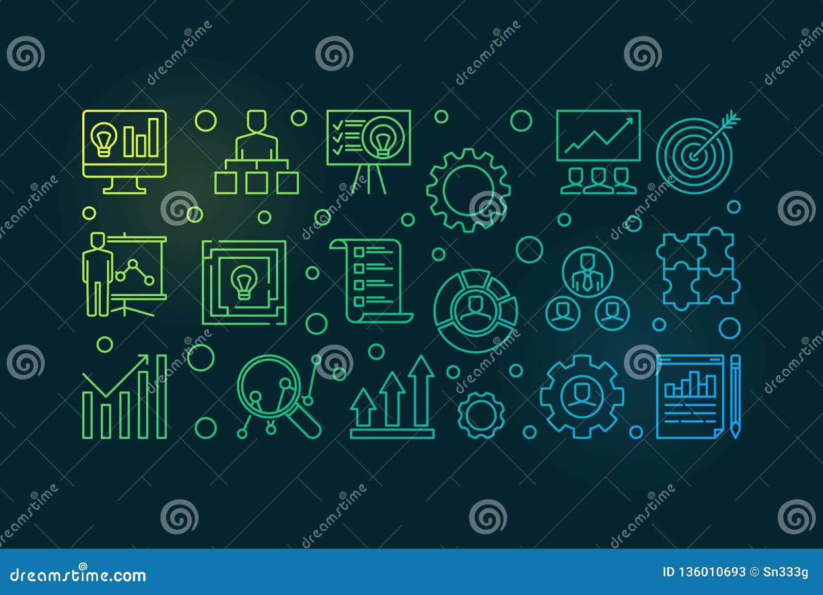 Strategic Planning Process Colored Banner. Vector Illustration Stock ...