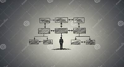Strategic Planning Visual Diagram a Man Stands before a Complex ...