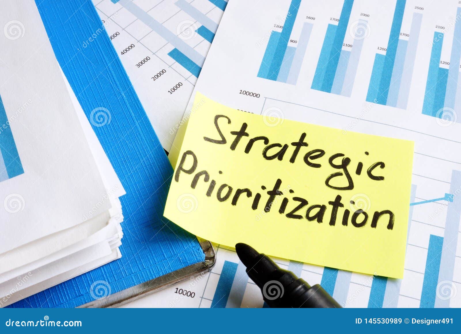 Strategic Prioritization. Documents and Folder with Papers Stock Image ...