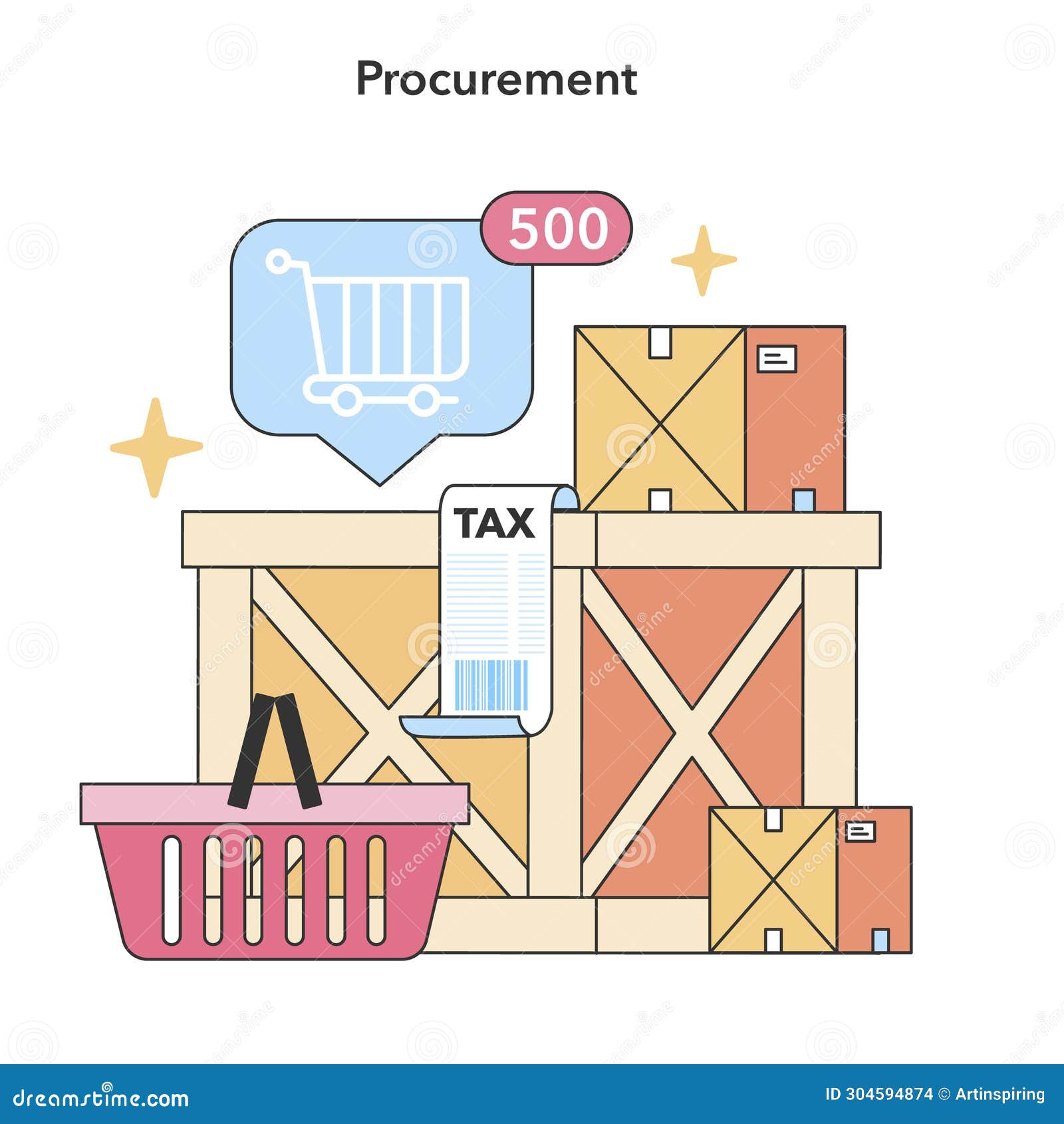 Strategic Procurement Process. Flat Vector Illustration. Stock ...