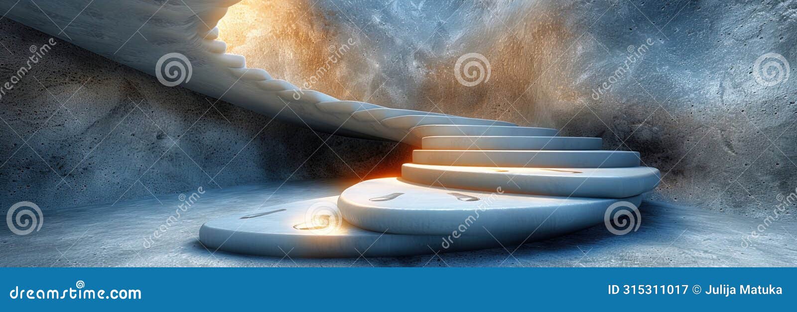 Strategic Steps: Footprints Mark Progress Up a Winding Stairca Stock ...