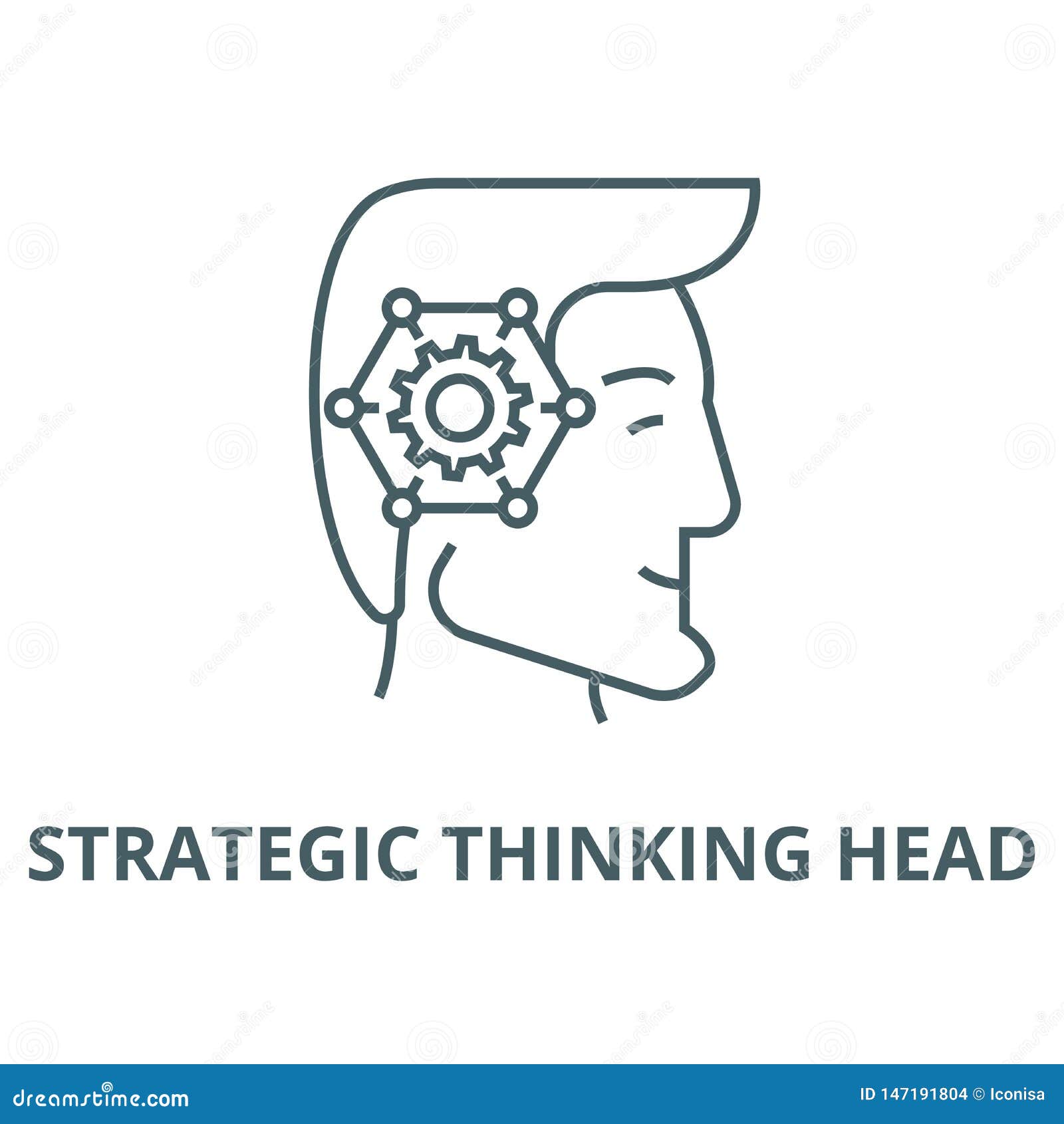 Strategic Thinking Head Vector Line Icon, Linear Concept, Outline Sign ...