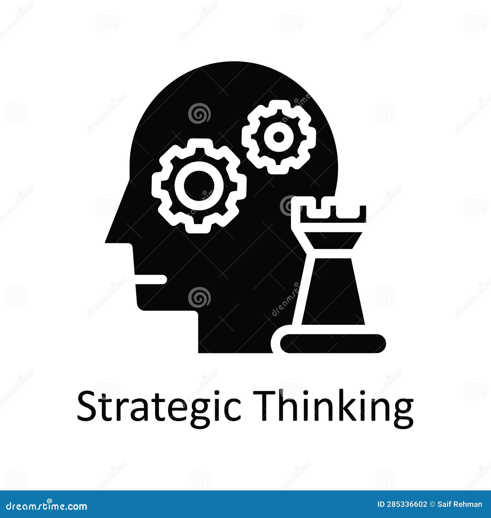 Strategic Thinking Vector Solid Icon Design Illustration. Human ...
