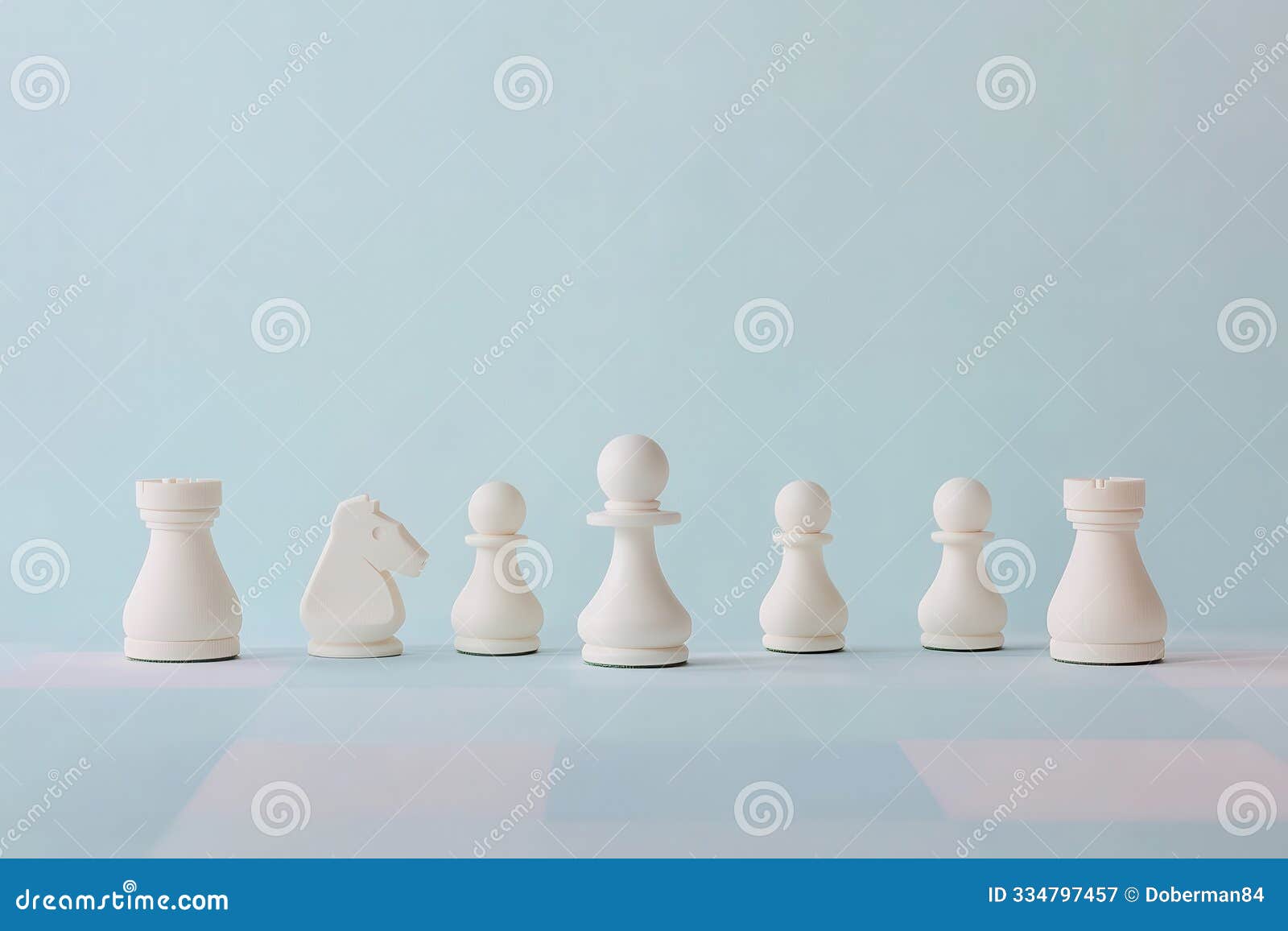 Strategic White Chess Pieces on a Board with a Focus on the King ...