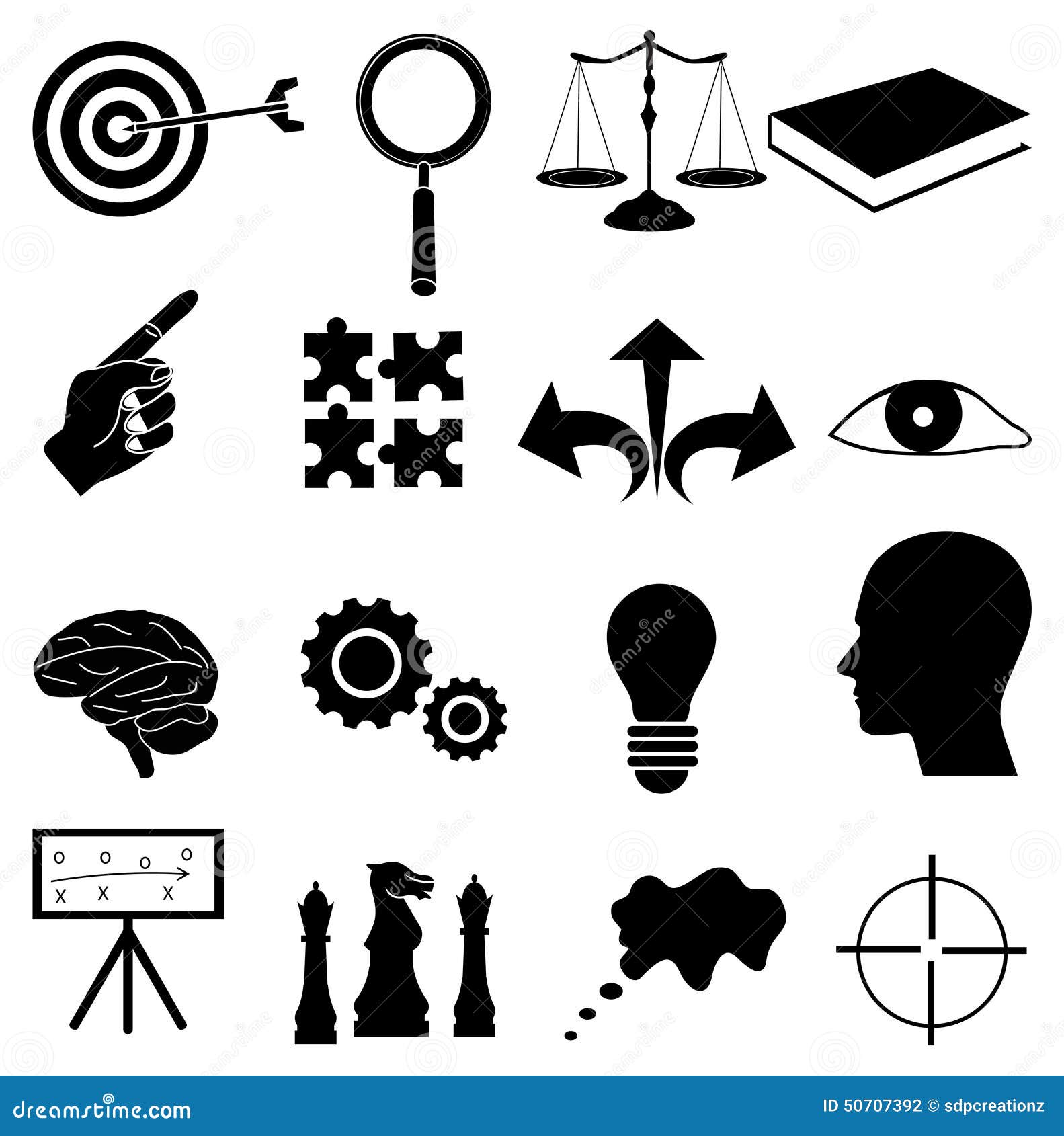 Strategy Achieve Goals Icons Set Stock Vector - Illustration of ...
