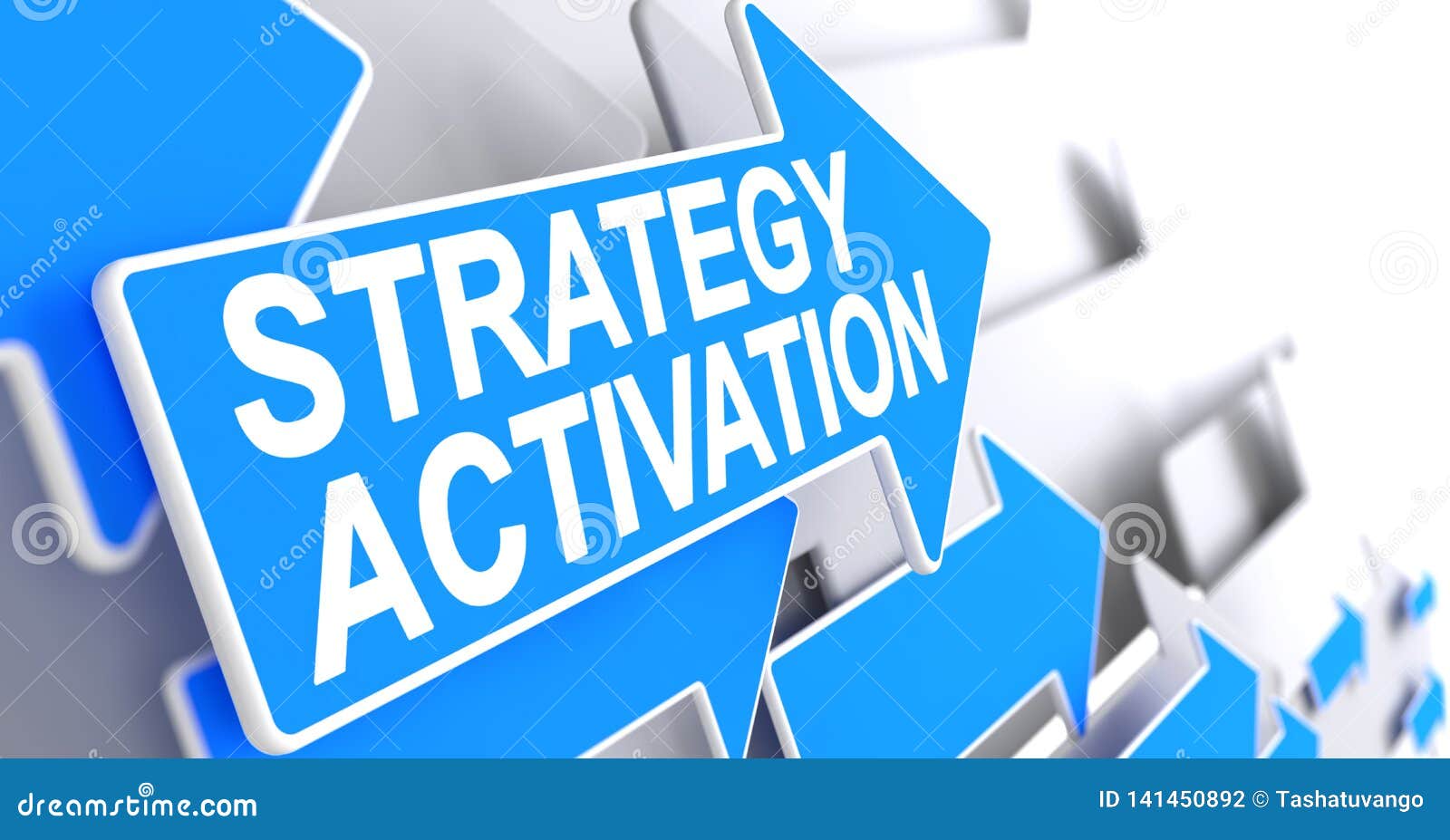 Strategy Activation - Message On Blue Arrow. 3D. Royalty-Free Stock ...