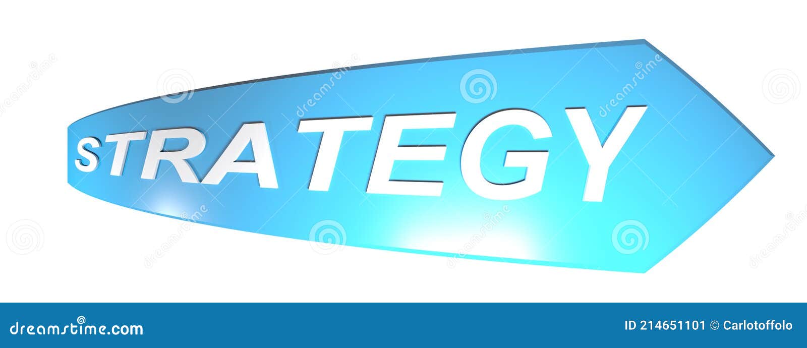 STRATEGY Blue Arrow in Perspective, on White Background - 3D Rendering ...