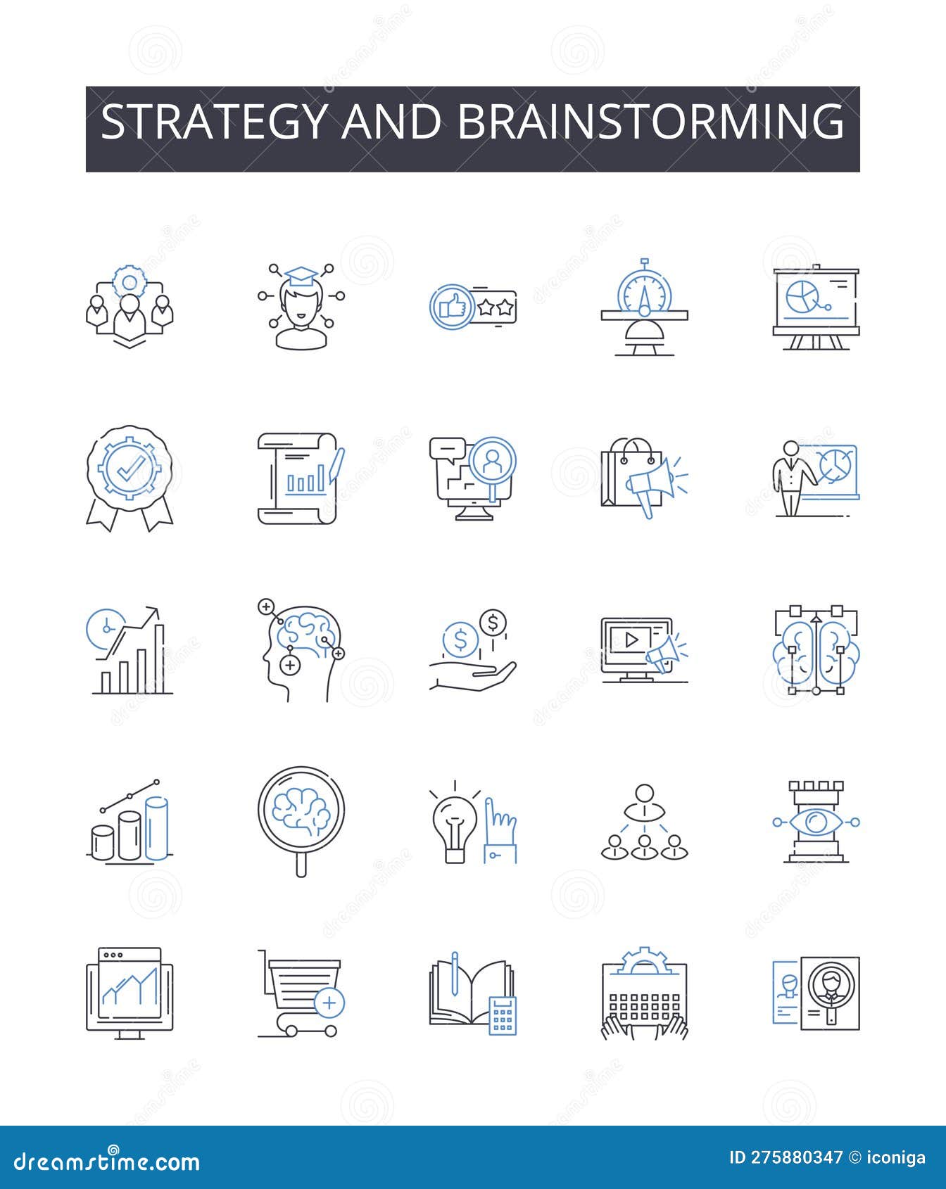Planning And Scheming Line Icons Collection Plotting Strategizing Organizing Devising