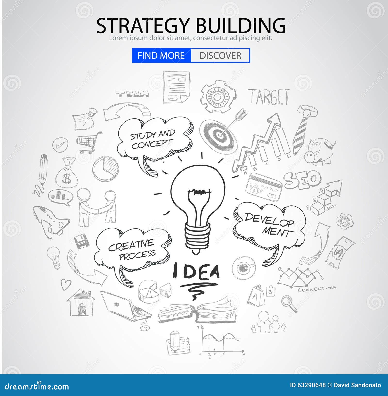Strategy Building Concept with Doodle Design Style Stock Vector ...