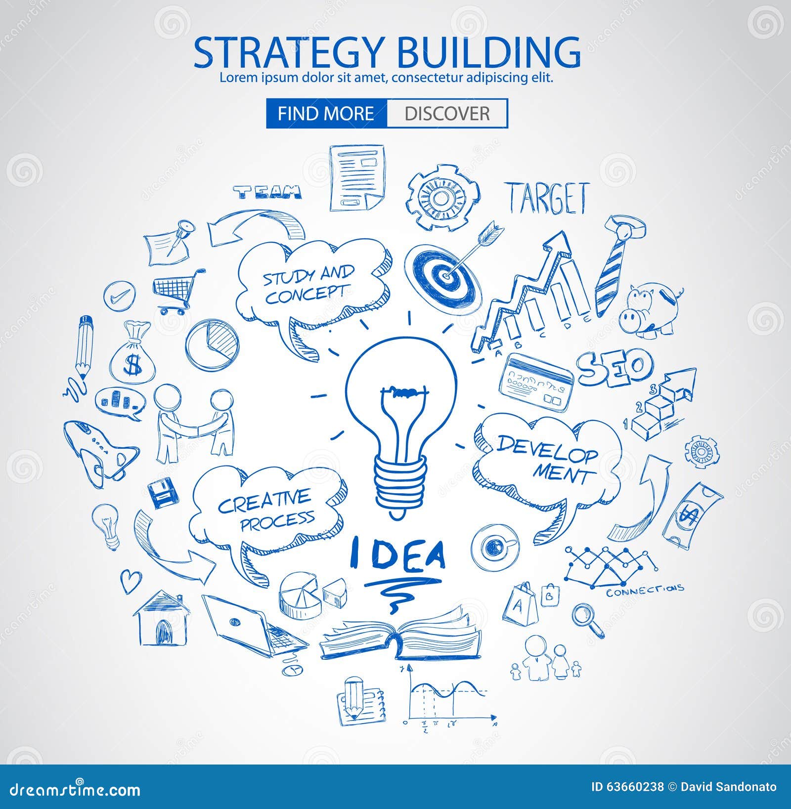 Strategy Building Concept with Doodle Design Style Stock Vector ...