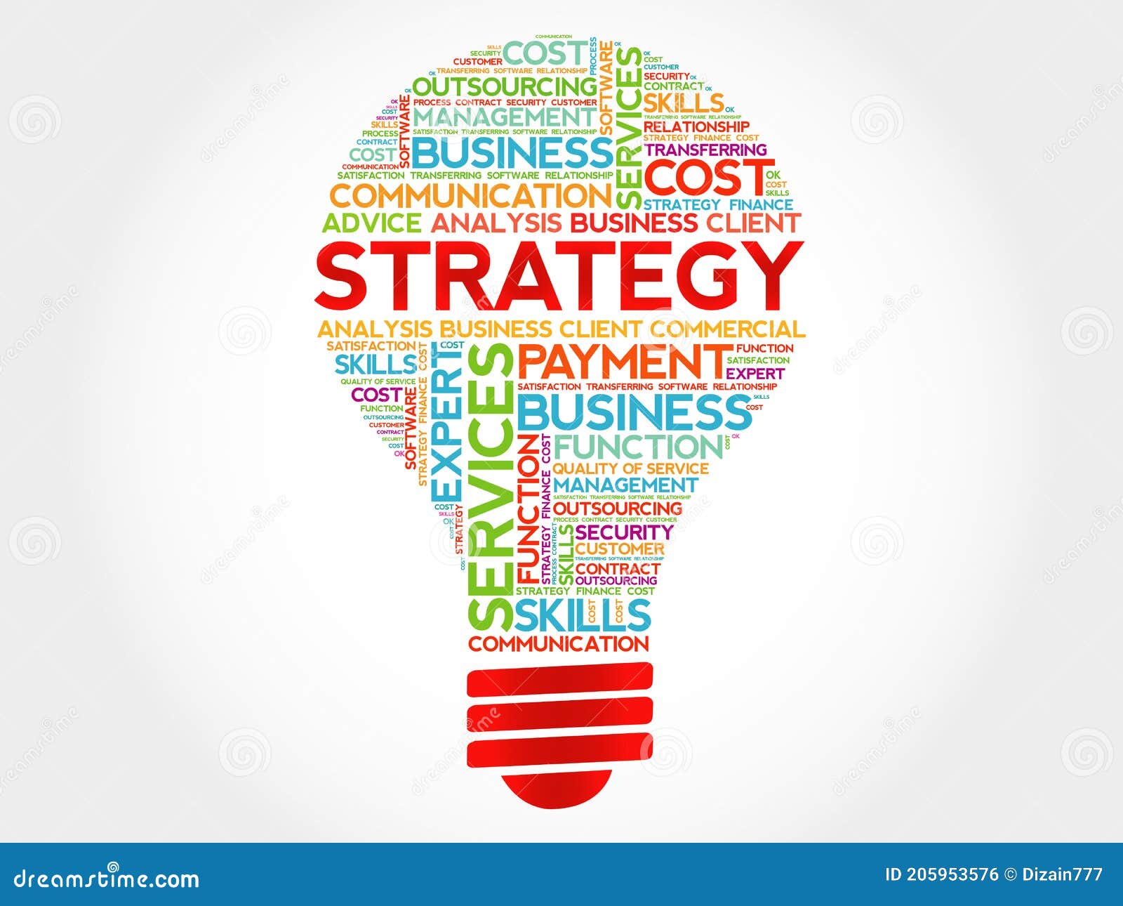 Strategy bulb word cloud stock illustration. Illustration of vision ...