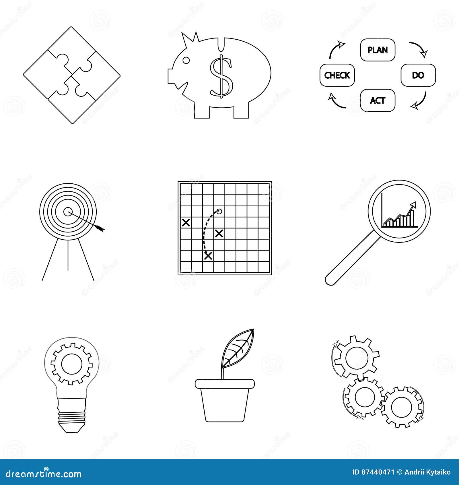 Strategy and Business Success Lined Icon Stock Vector - Illustration of ...
