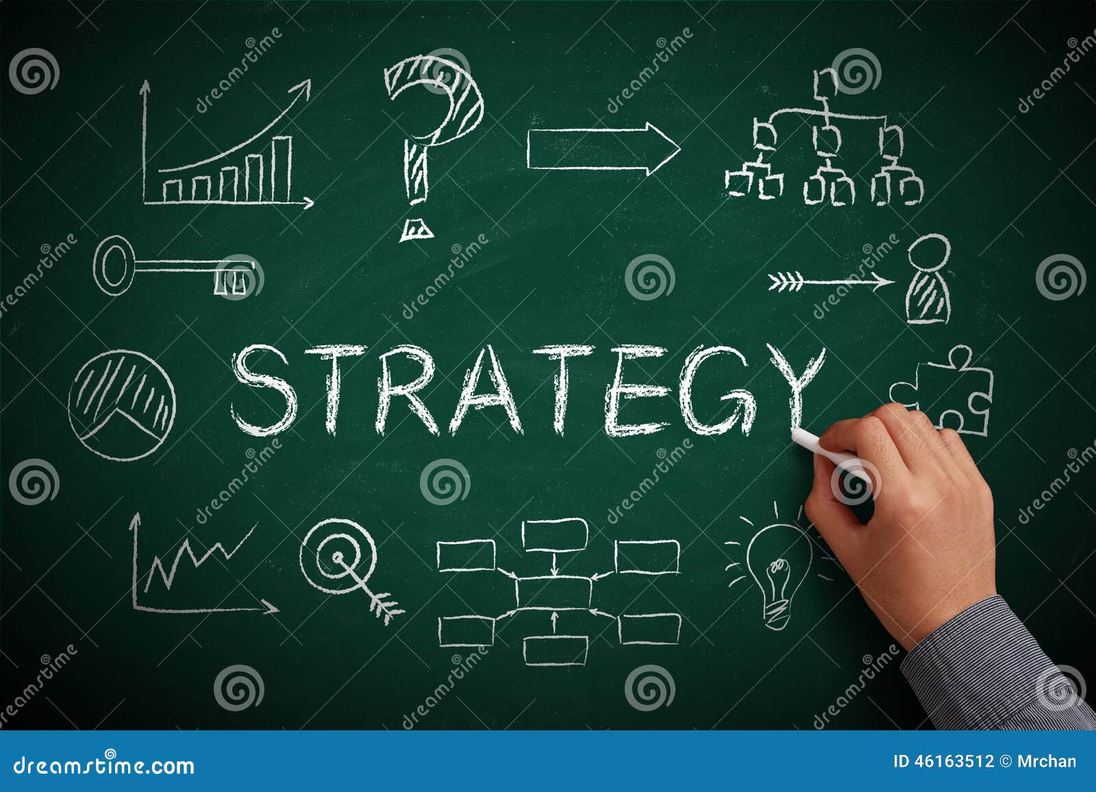 Strategy Chalkboard stock photo. Image of global, front - 46163512
