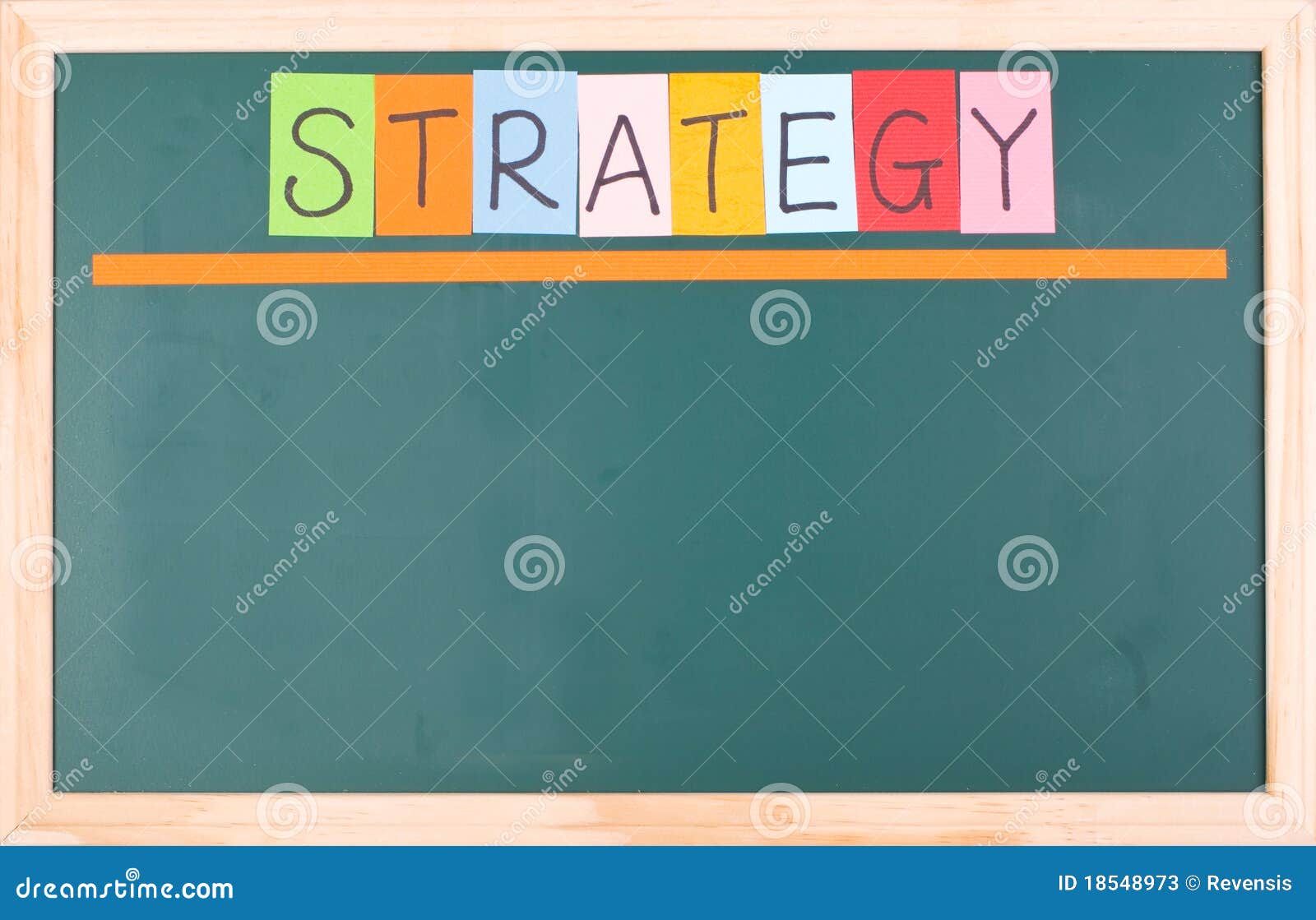 Strategy, Colorful Word on Blank Blackboard Stock Image - Image of line ...