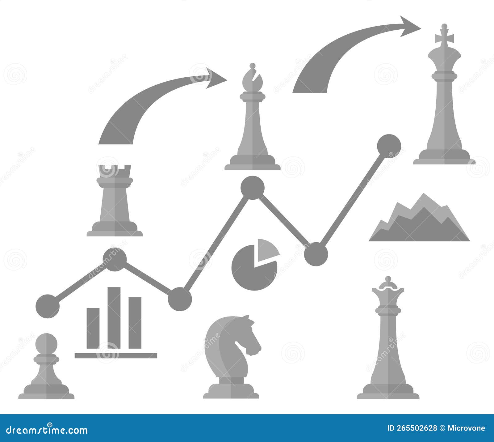 Strategy Concept. Chess Figure and Chart Infographic Elements Stock ...