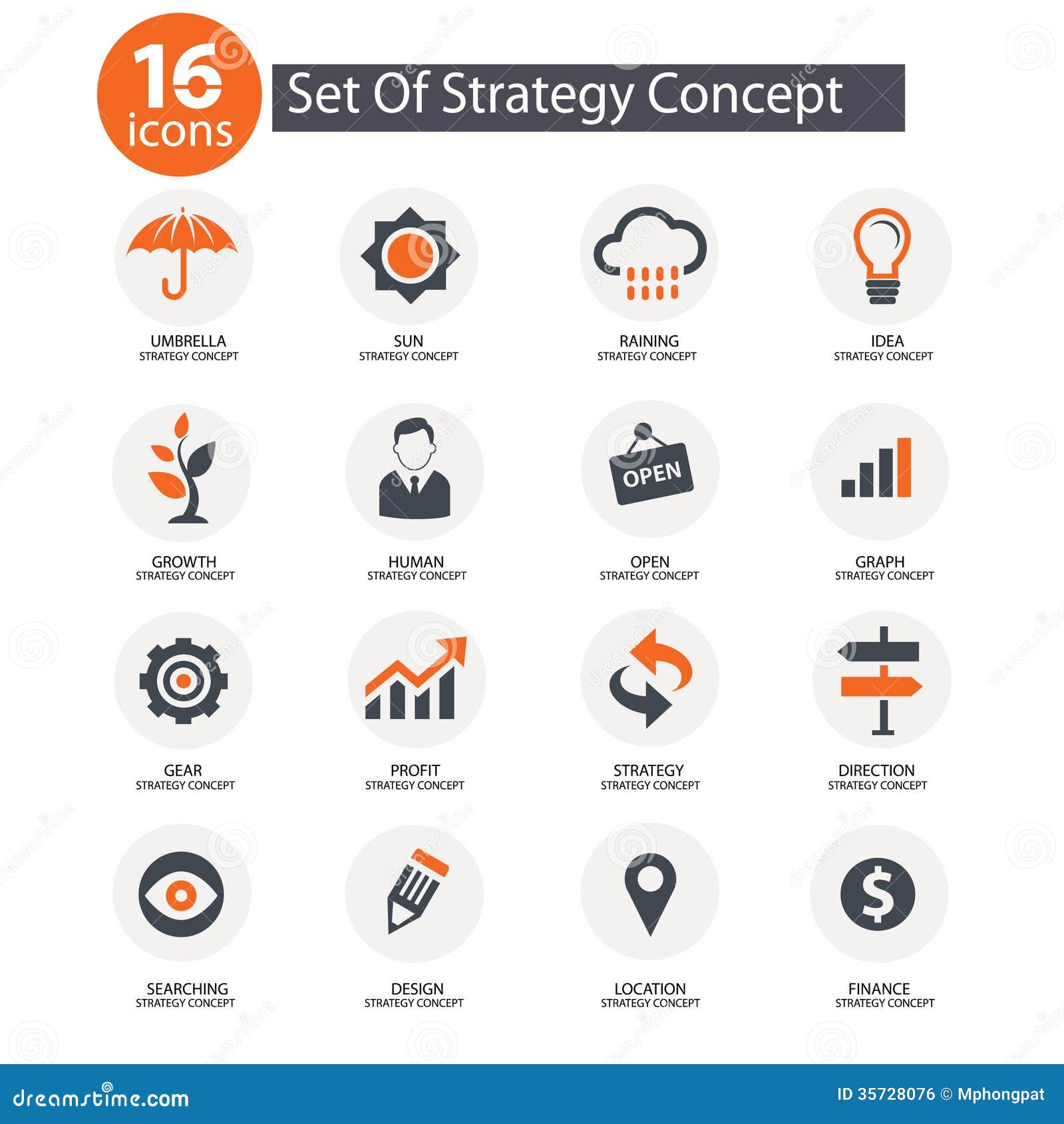 Strategy Concept icons, stock illustration. Illustration of firm - 35728076