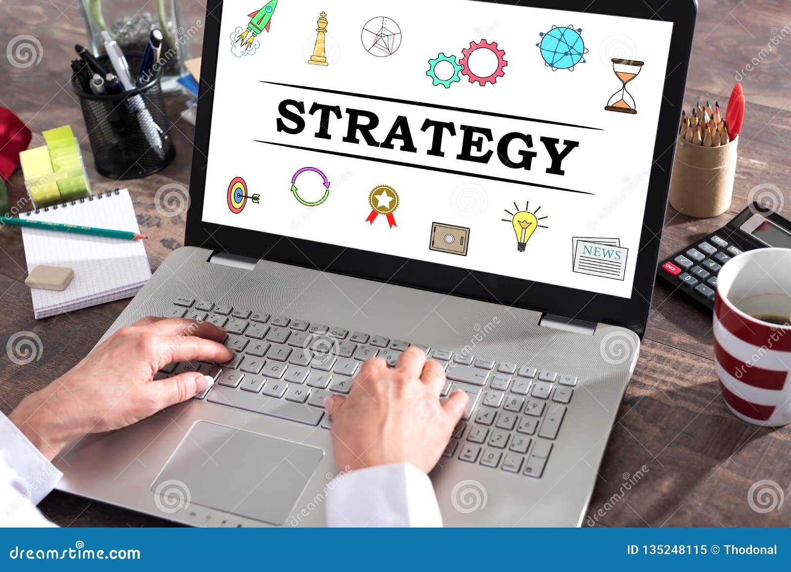 Strategy Concept on a Laptop Screen Stock Image - Image of technology ...