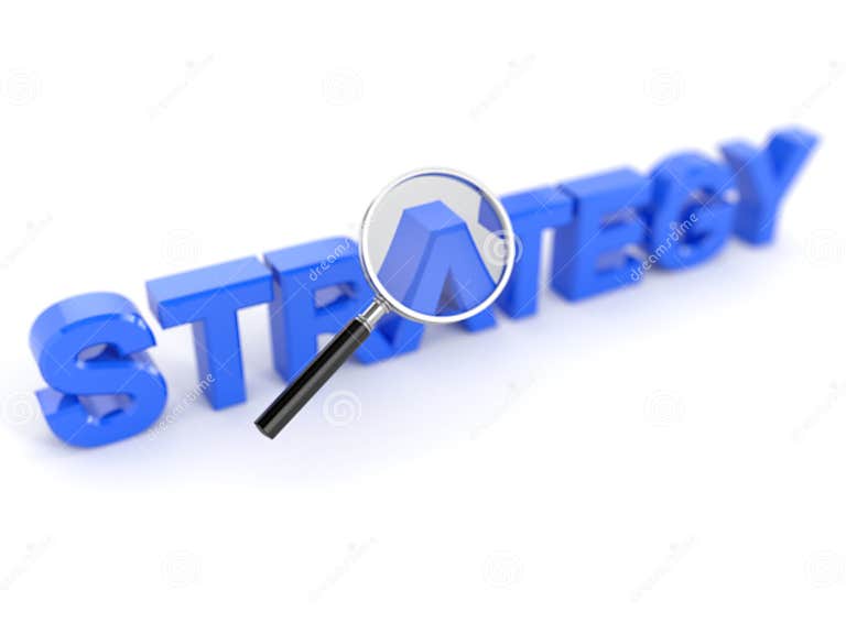 Strategy Concept with Magnifying Glass Stock Illustration ...