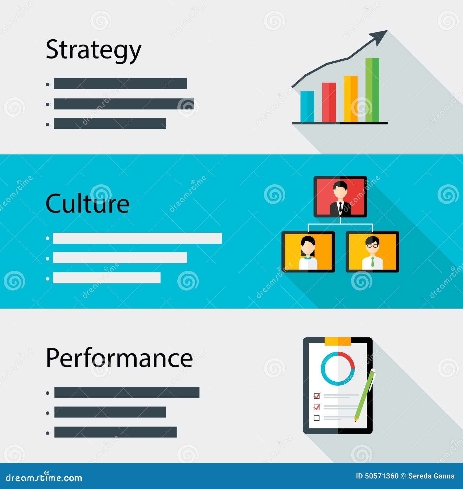 Strategy Culture Performance Business Template Stock Vector ...