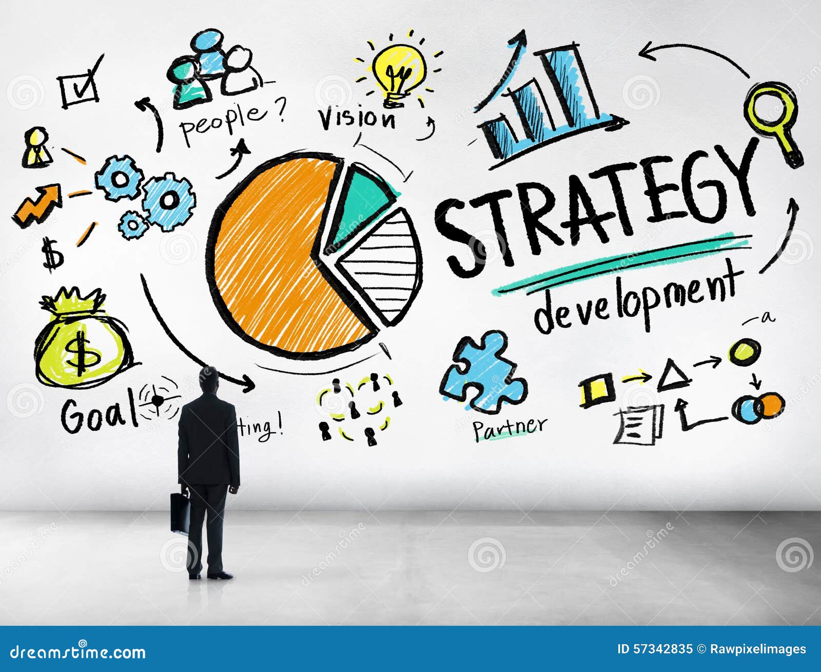 Strategy Development Goal Marketing Vision Planning Business Con Stock ...