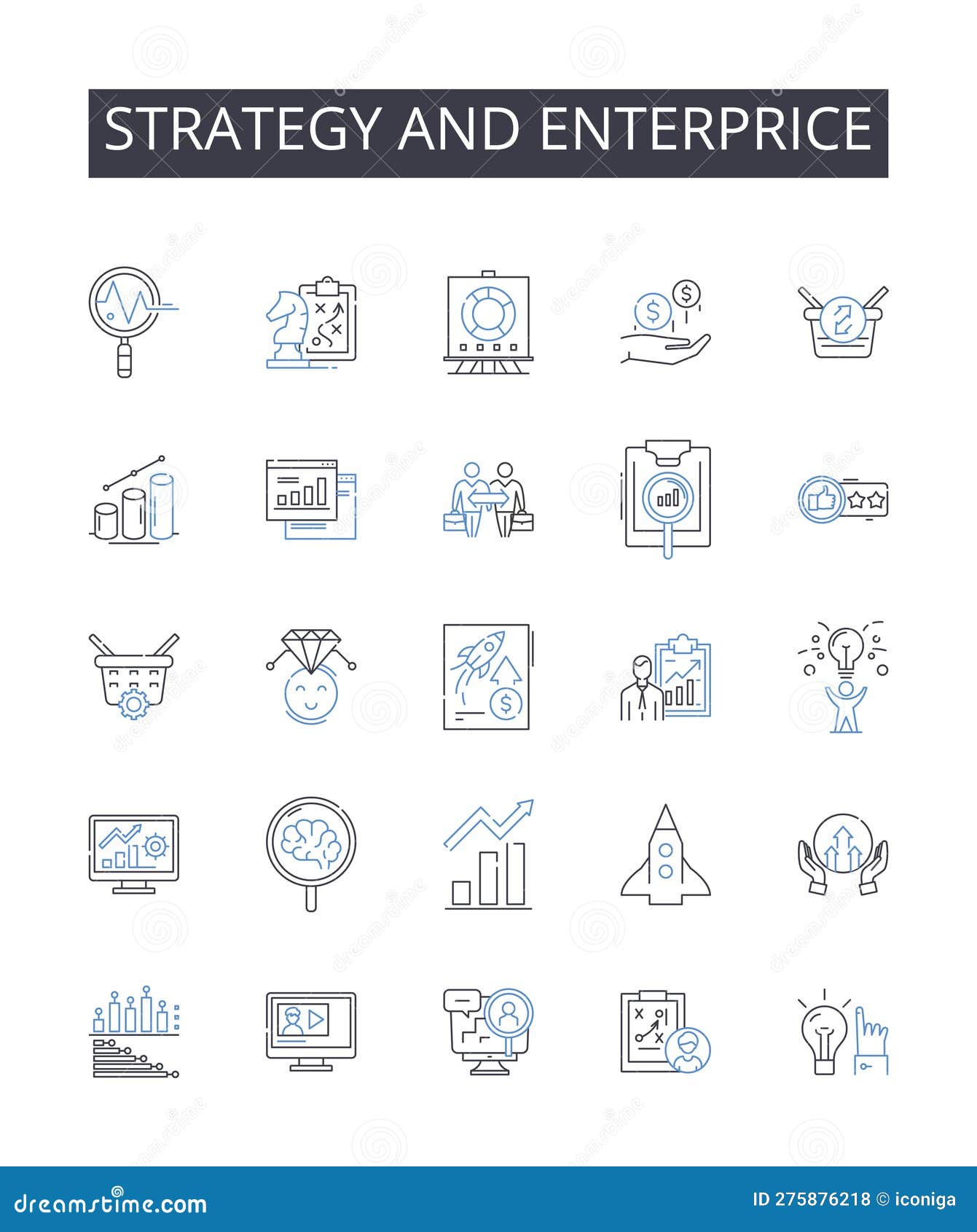 Strategy and Enterprice Line Icons Collection. Tactic, Plan, Approach ...