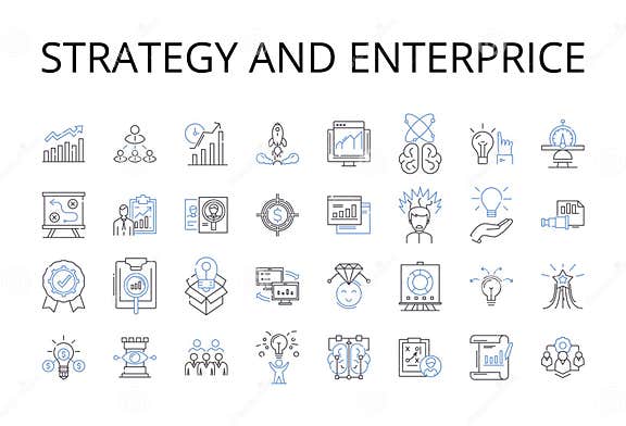 Strategy And Enterprice Line Icons Collection Tactic Plan Approach