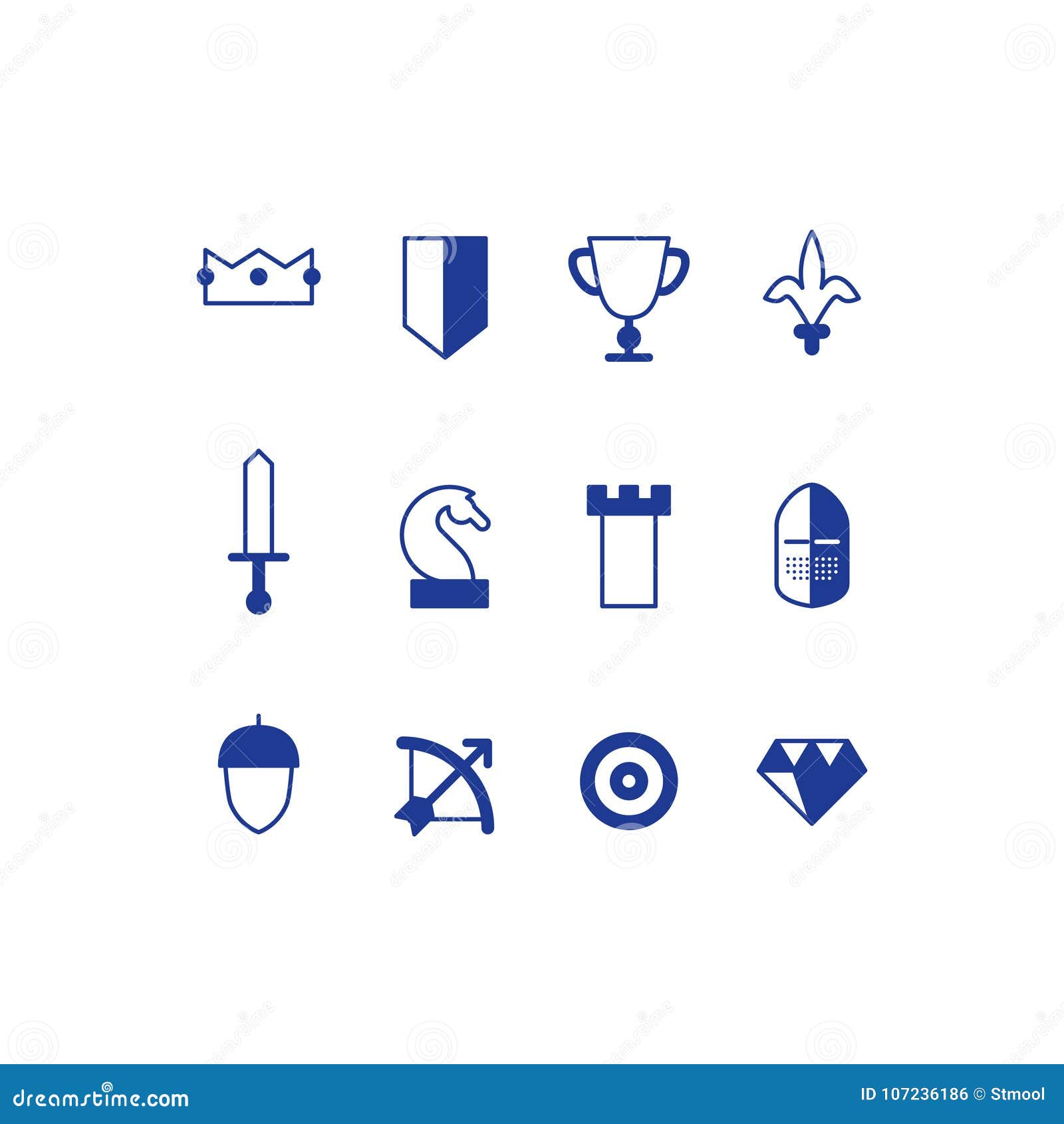 Strategy game icons set stock vector. Illustration of lily - 107236186