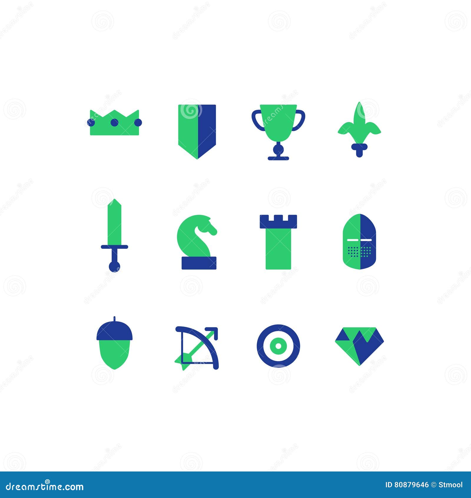 Strategy game icons set stock vector. Illustration of medieval - 80879646