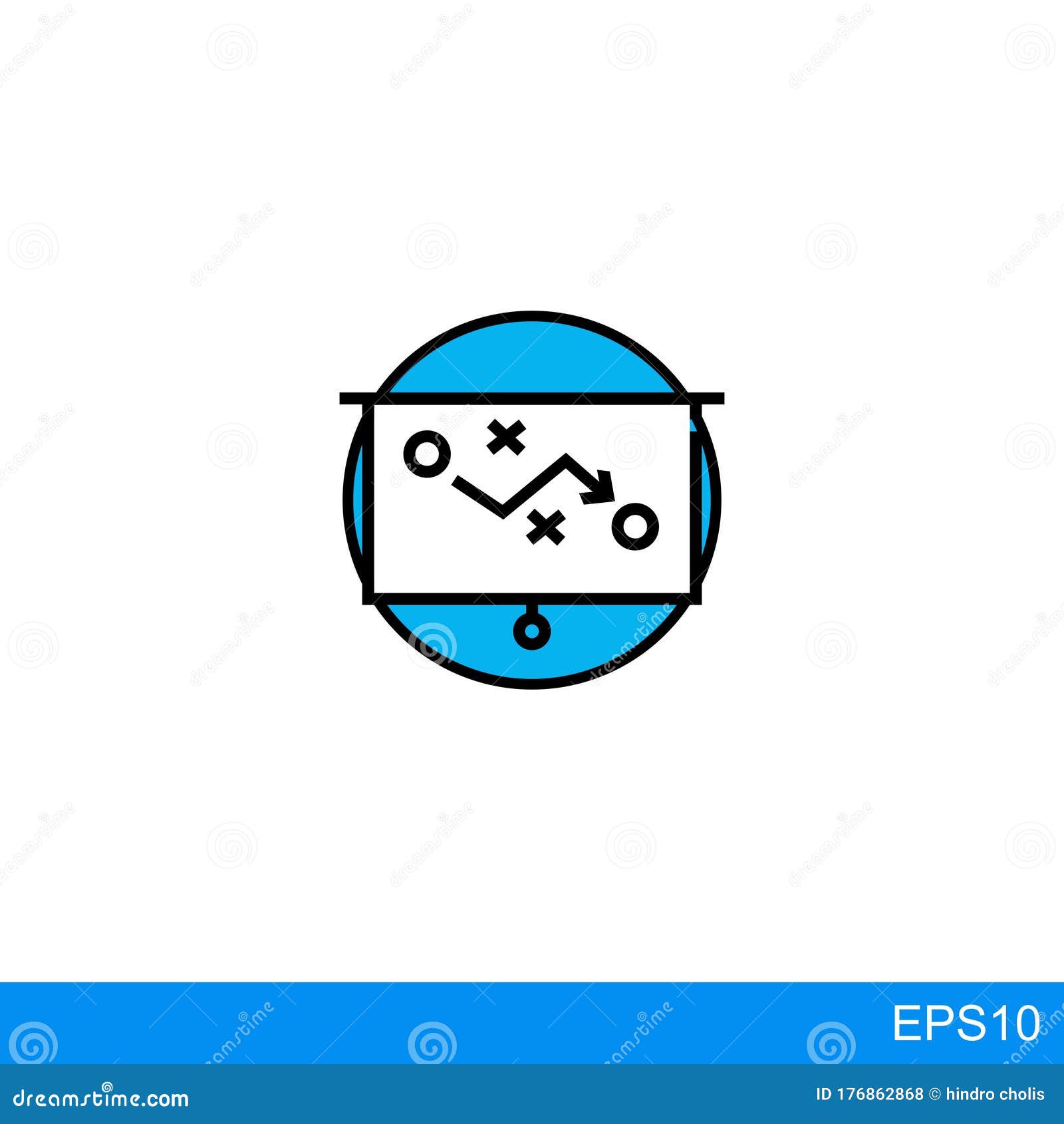 Strategy Icon with Circular Images, Crosses and Arrows. Stock Vector ...