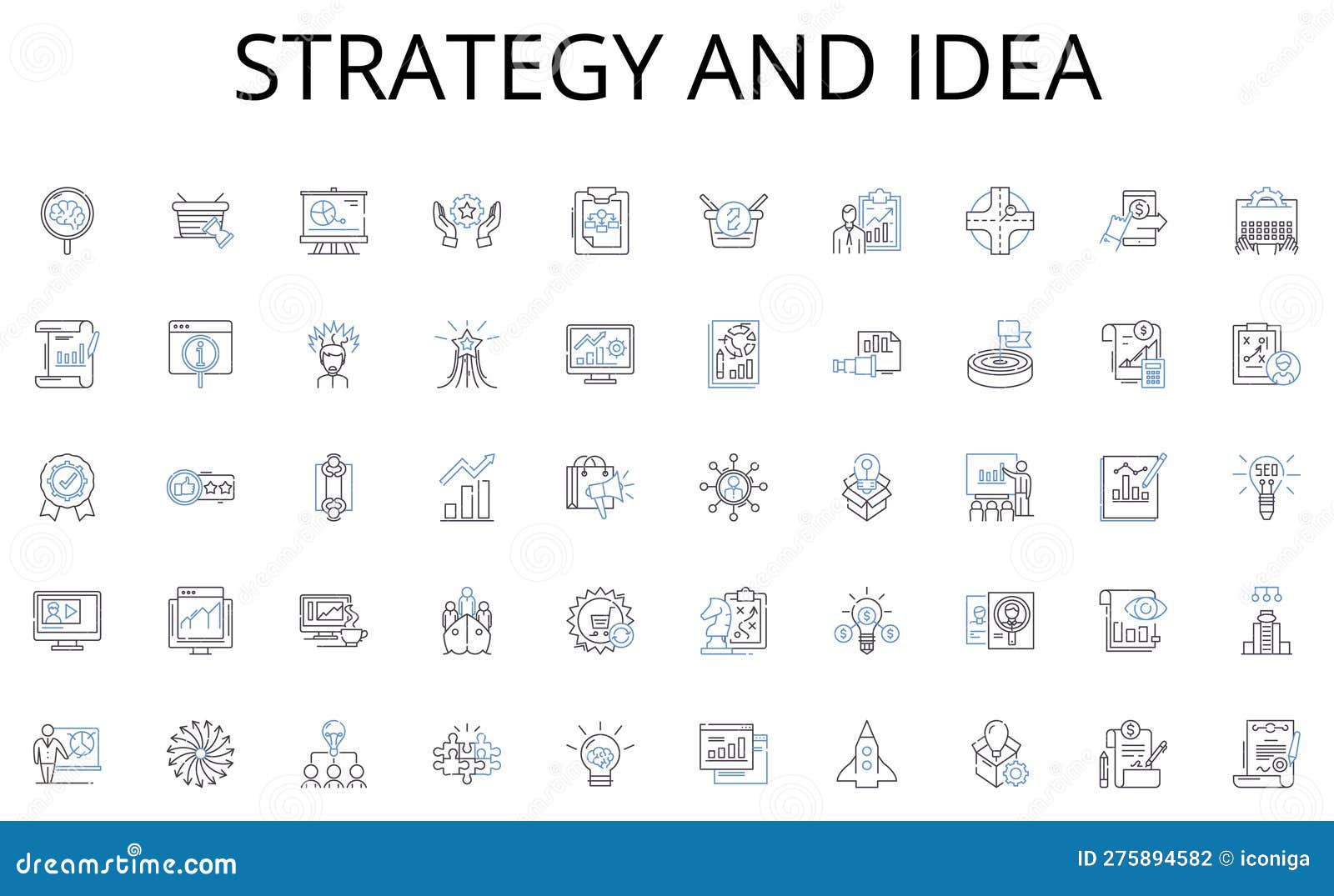 Strategy and Idea Line Icons Collection. Development, Advancement ...