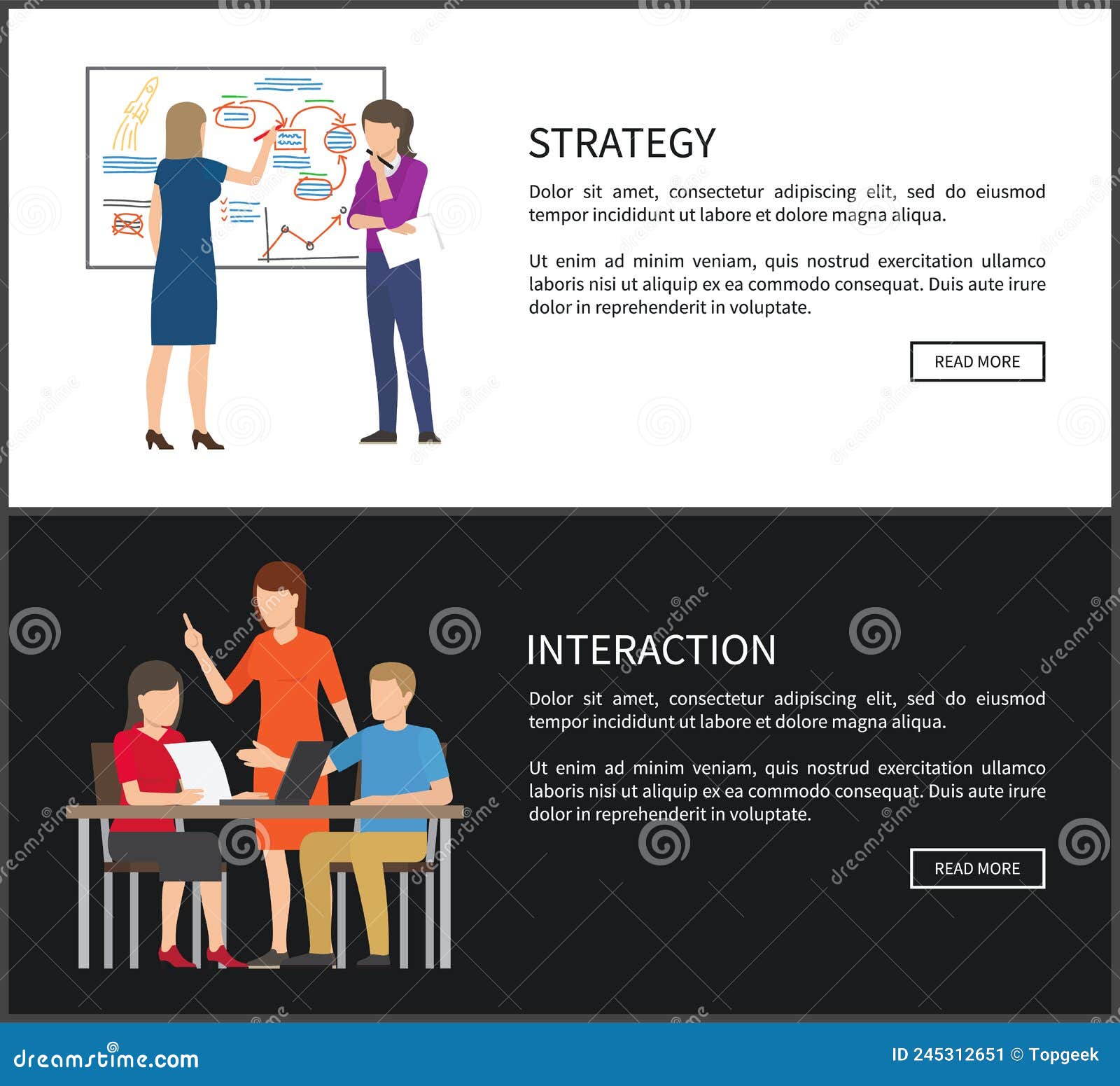 Strategy and Interaction Set Vector Illustration Stock Vector ...