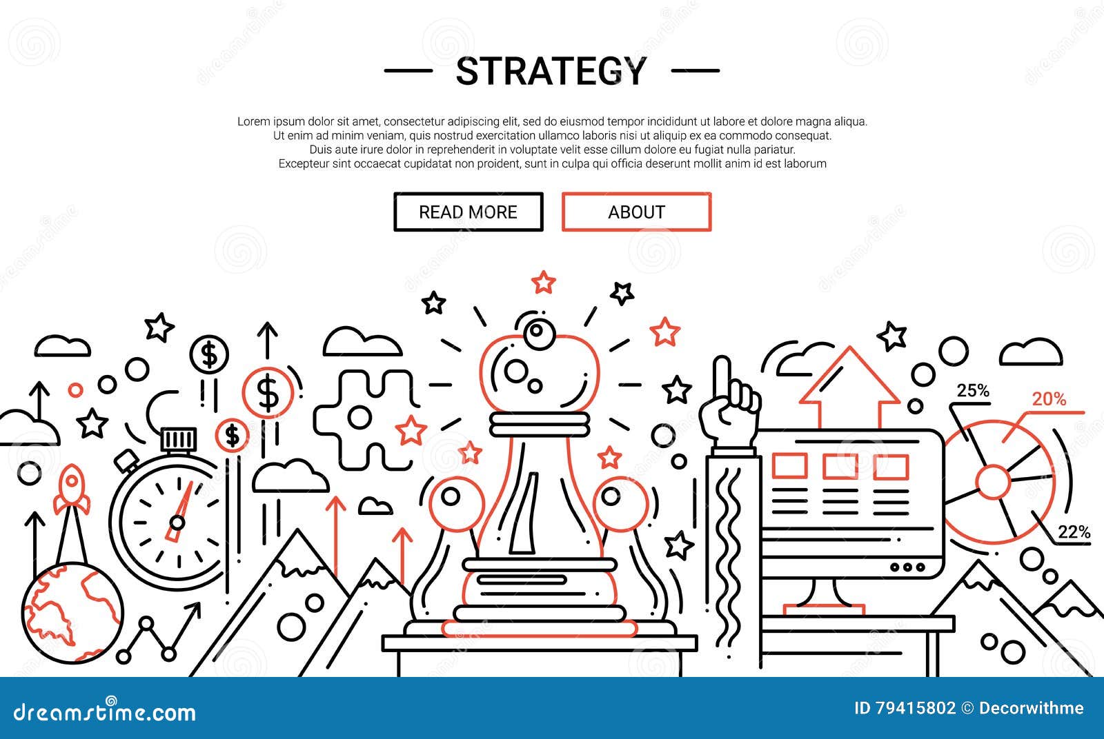 Strategy - Line Design Website Banner Temlate Stock Vector ...