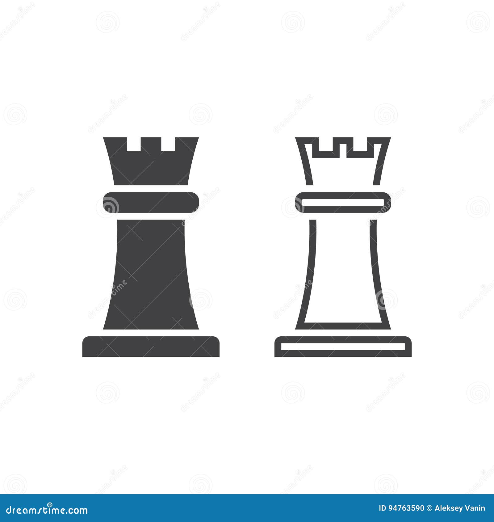 Strategy Line Icon, Chess Outline and Solid Vector Sign, Linear Stock ...