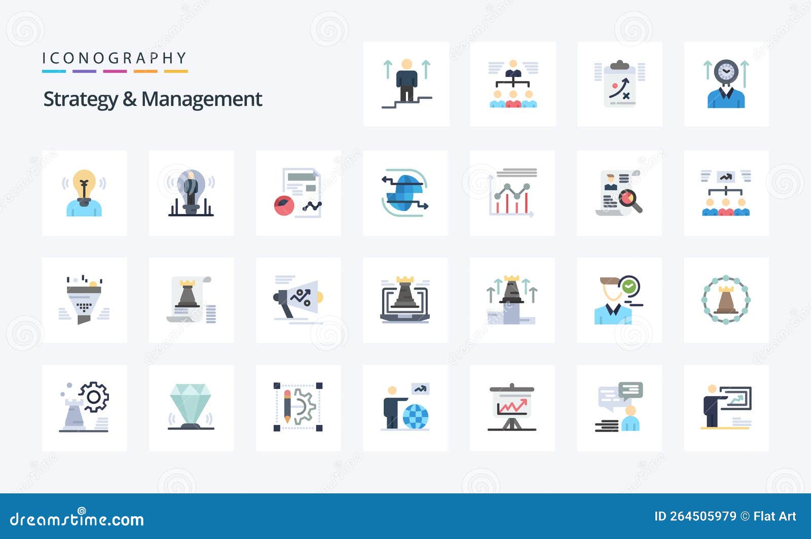 25 Strategy and Management Flat Color Icon Pack. Vector Icons ...