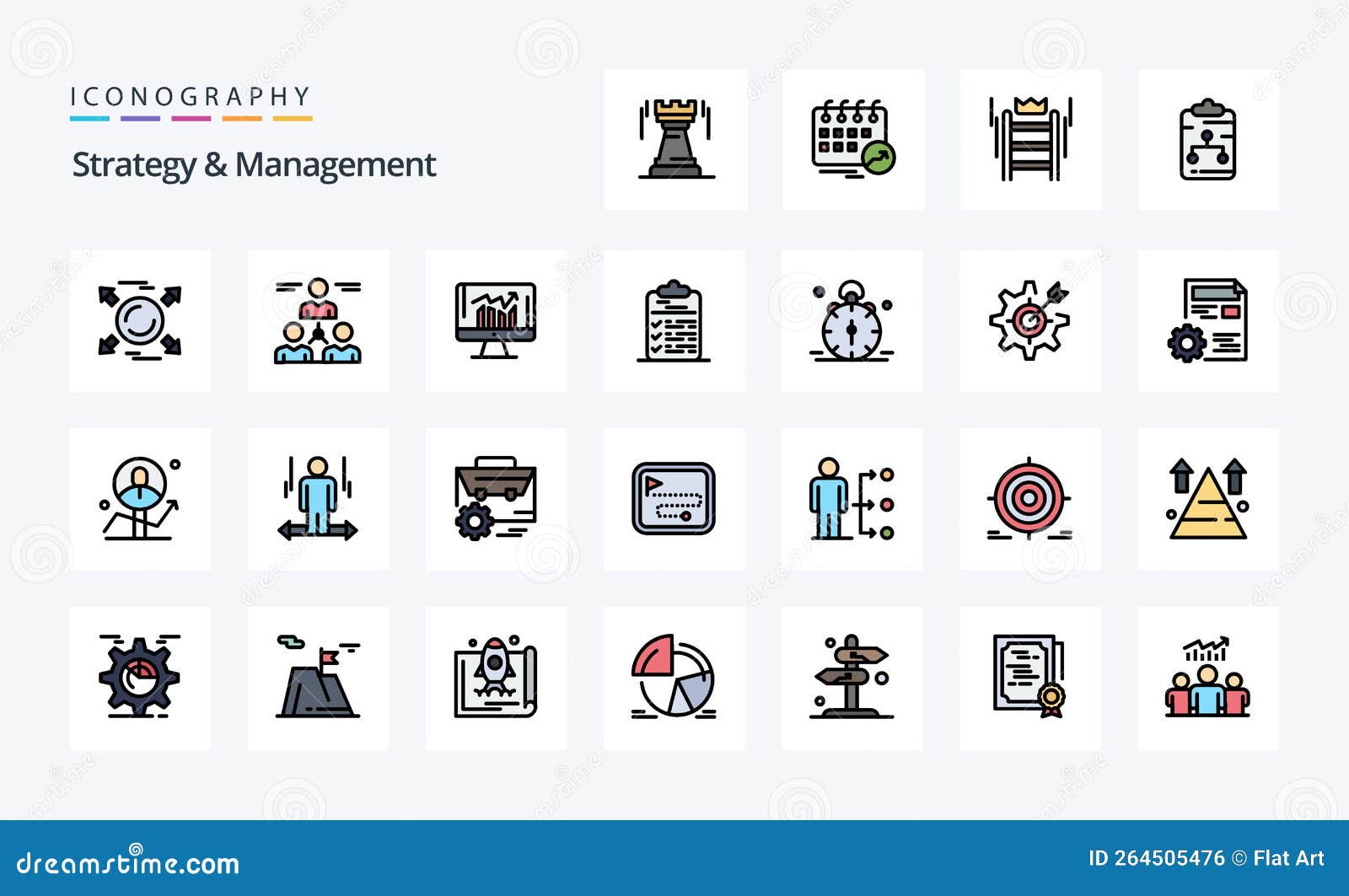 25 Strategy and Management Line Filled Style Icon Pack. Vector ...