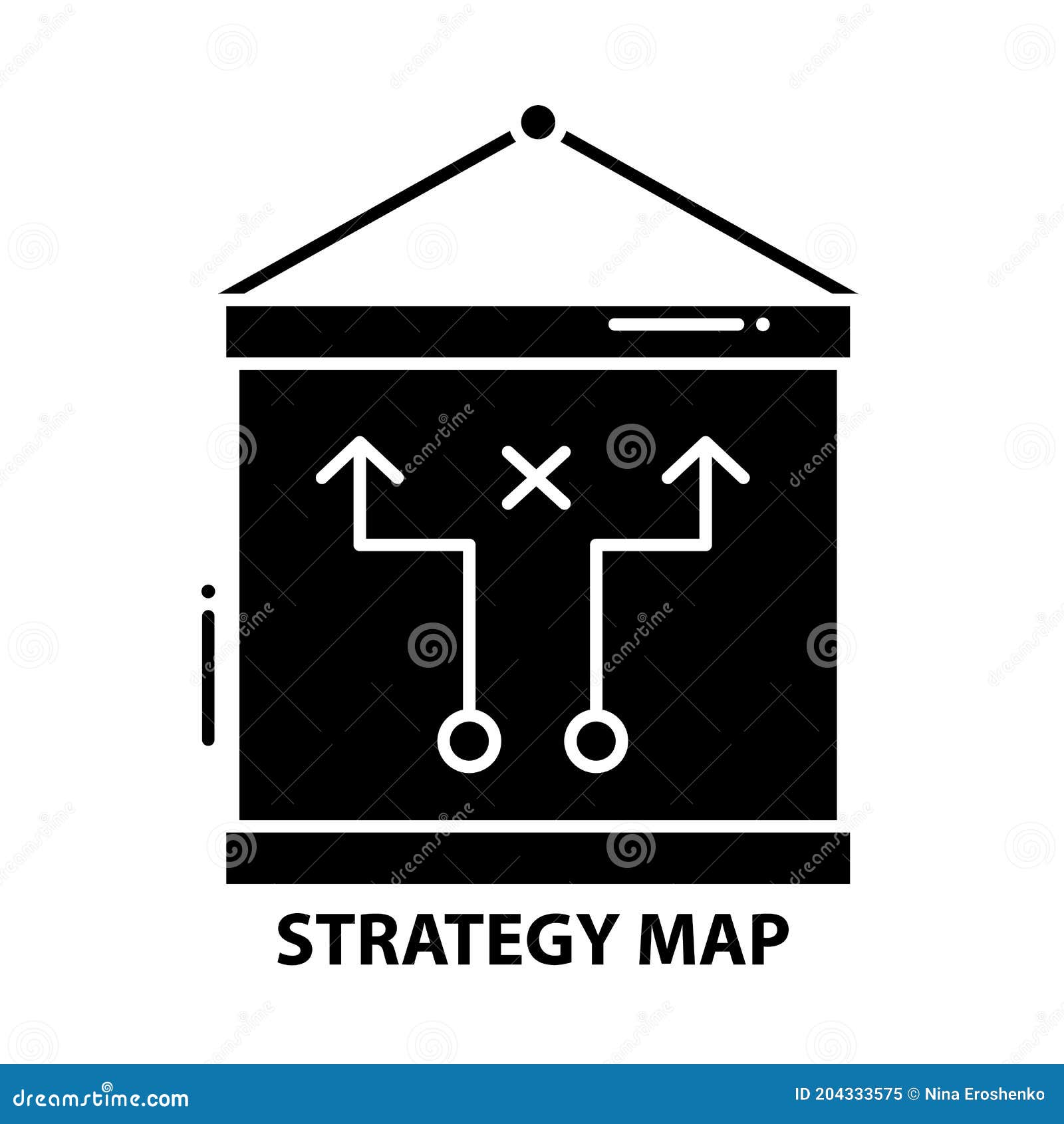 Strategy Map Icon, Black Vector Sign with Editable Strokes, Concept ...