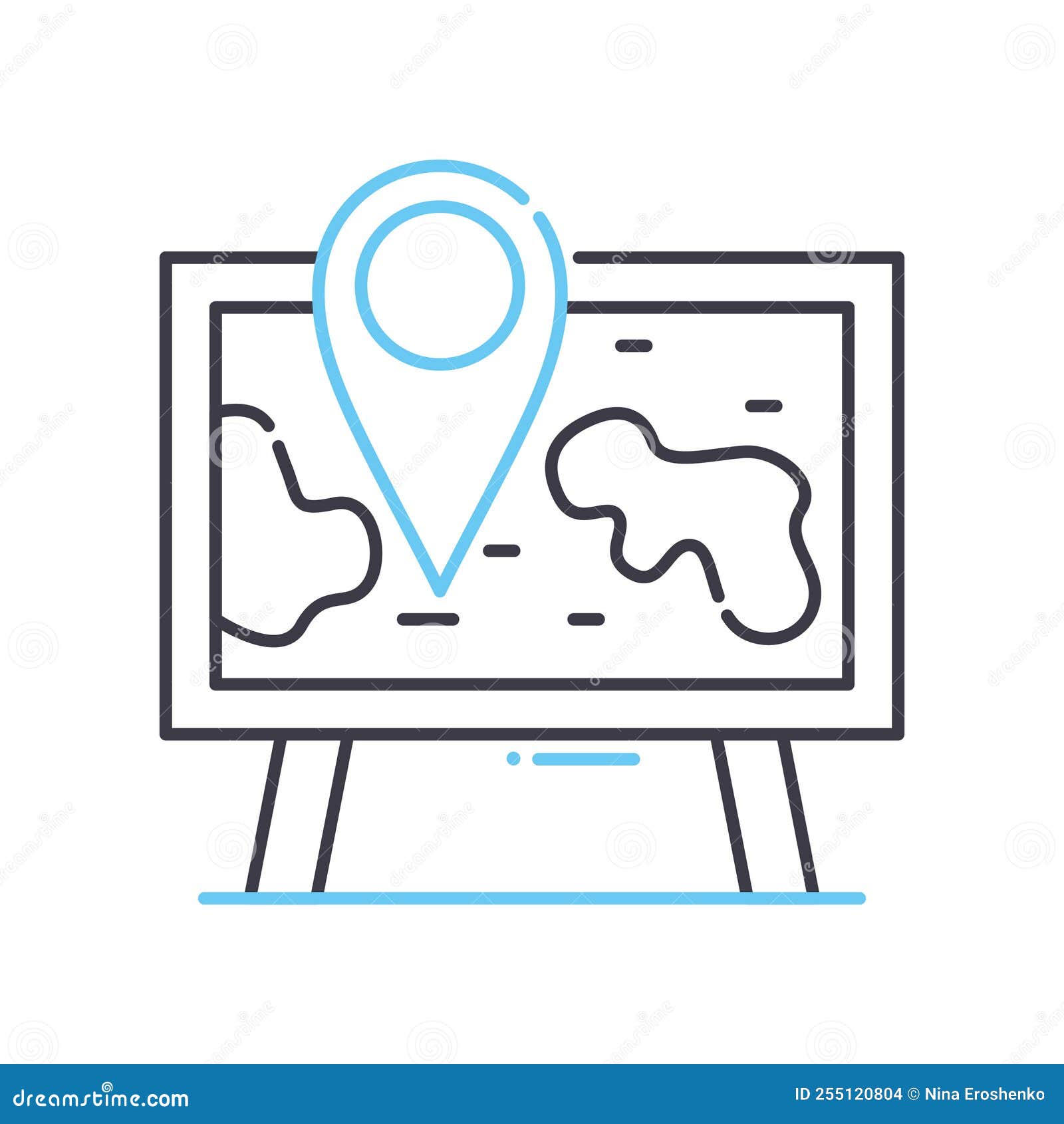 Strategy Map Line Icon, Outline Symbol, Vector Illustration, Concept ...