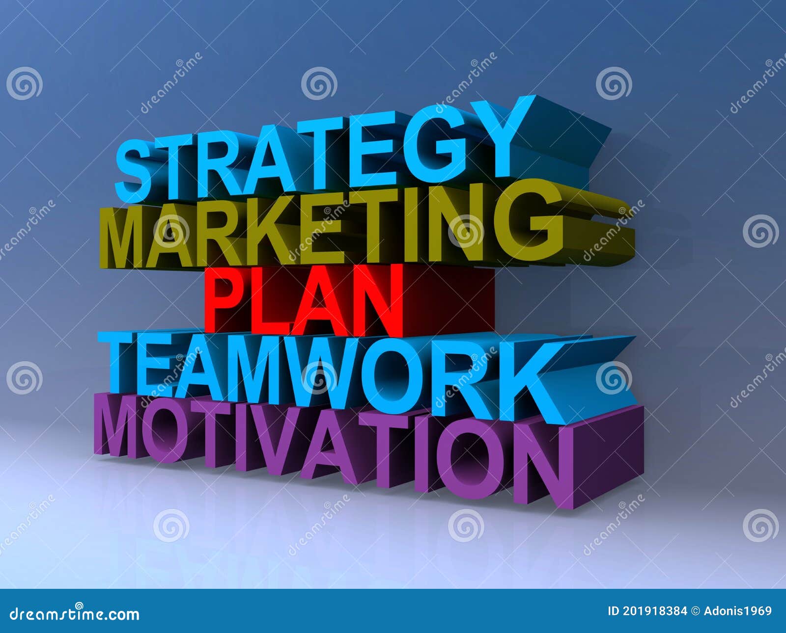 Strategy Marketing Plan Teamwork Motivation on Blue Stock Illustration ...