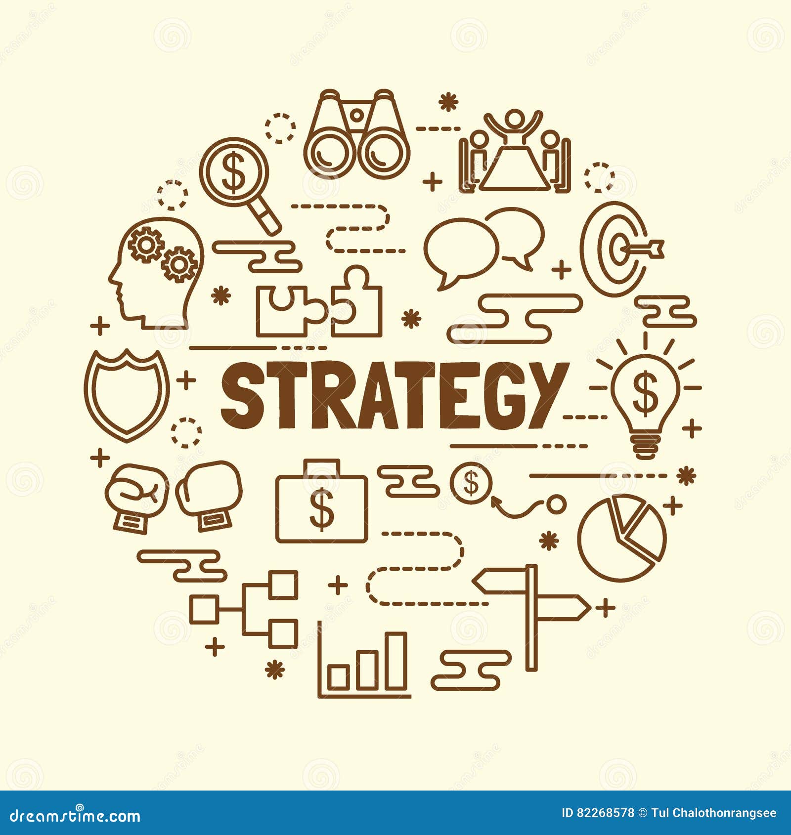 Strategy Minimal Thin Line Icons Set Stock Vector - Illustration of ...